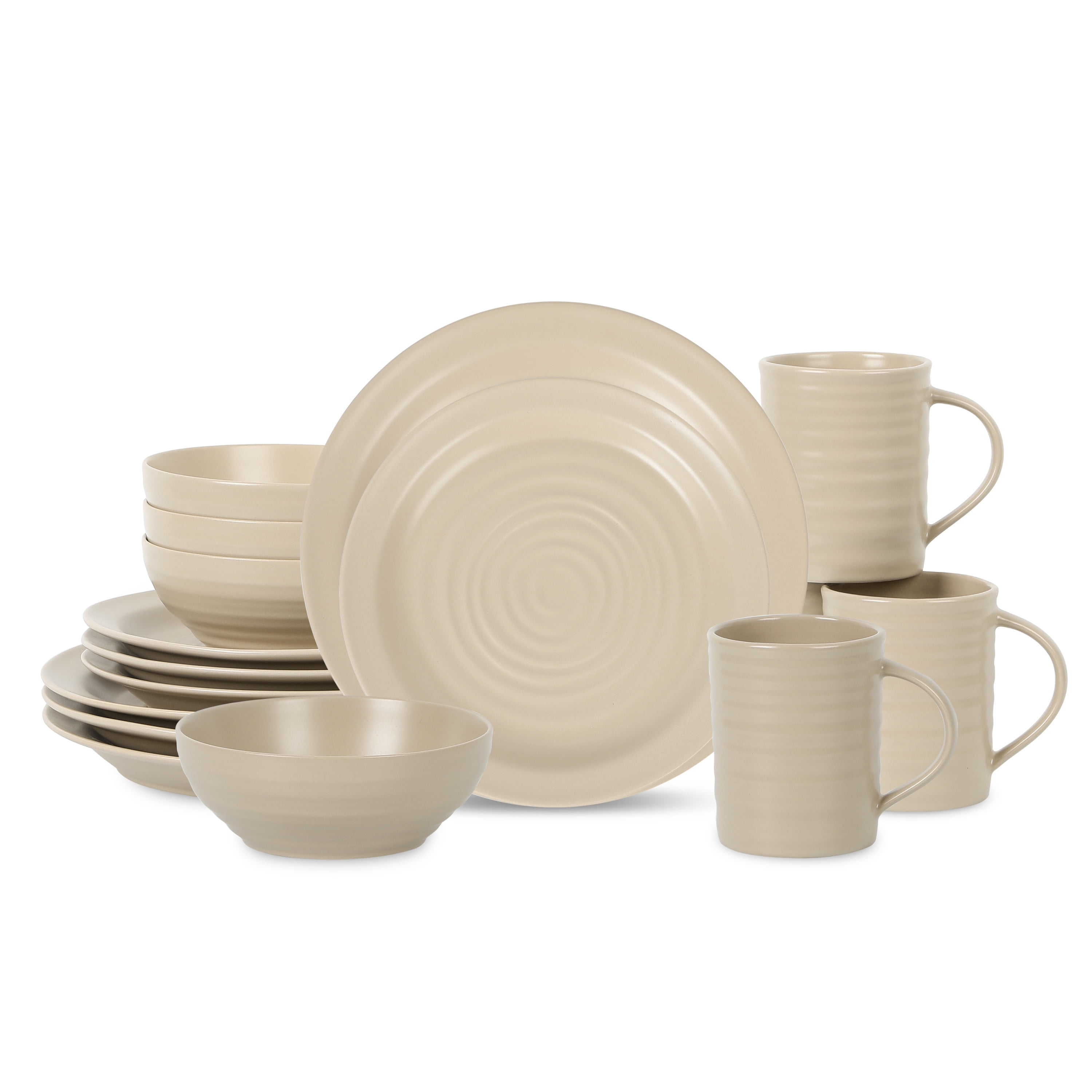 Stone Lain Orbit 16-Piece Dinnerware Set Stoneware, Beige - Walmart.com