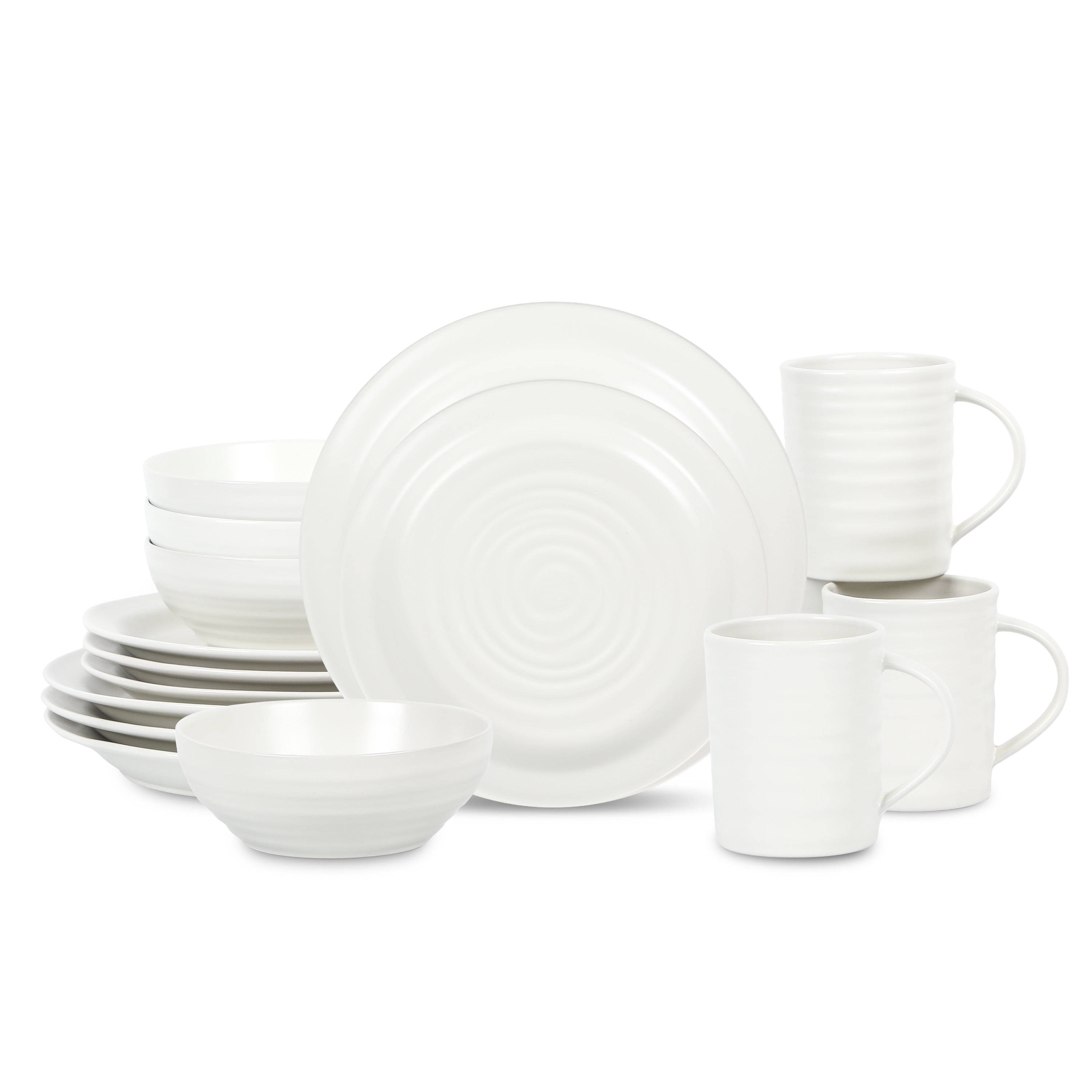 Stone Lain Orbit 16-Piece Dinnerware Set Stoneware, White - Walmart.com