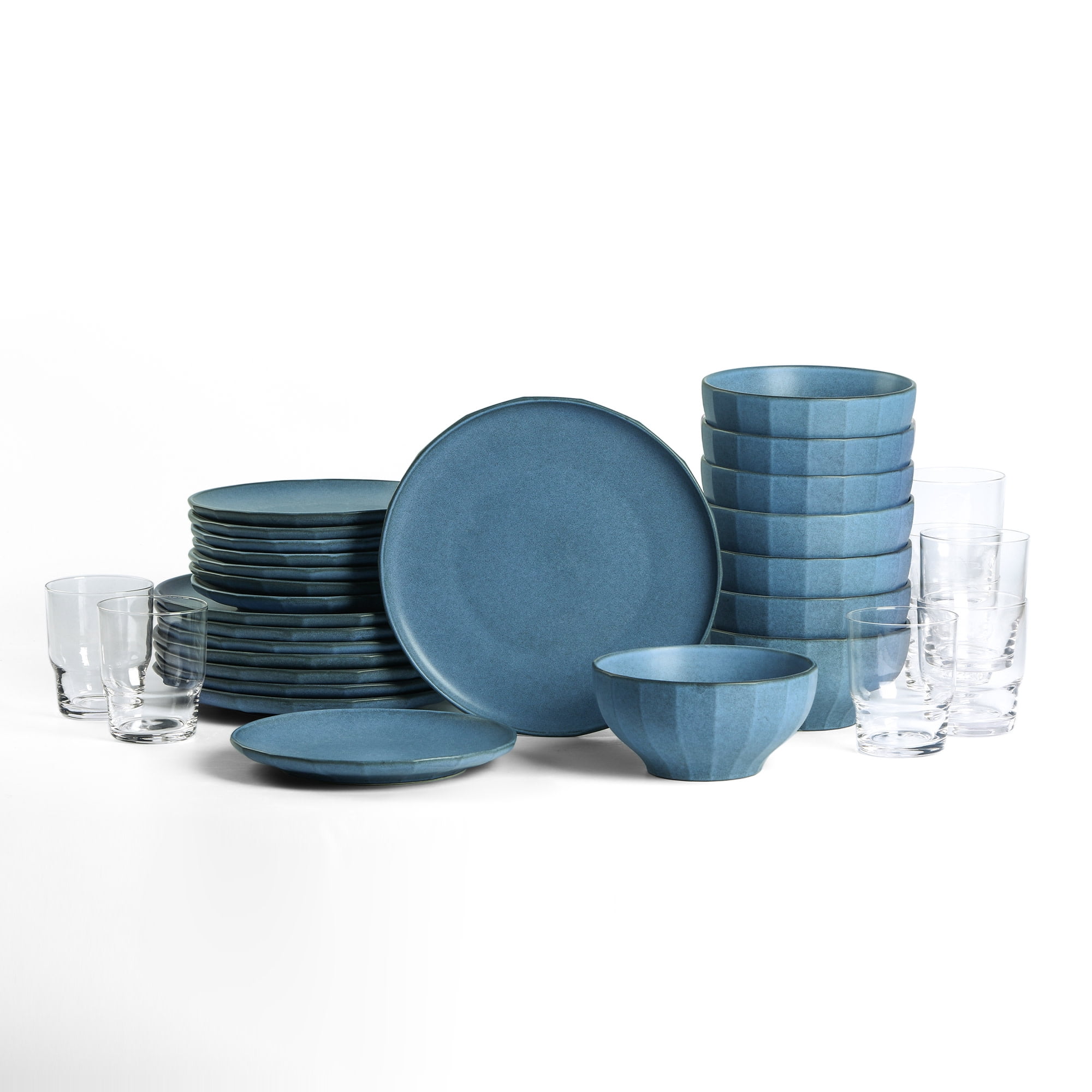 Stone Lain Rio 32-Piece Dinnerware Set Stoneware, Blue - Walmart.com