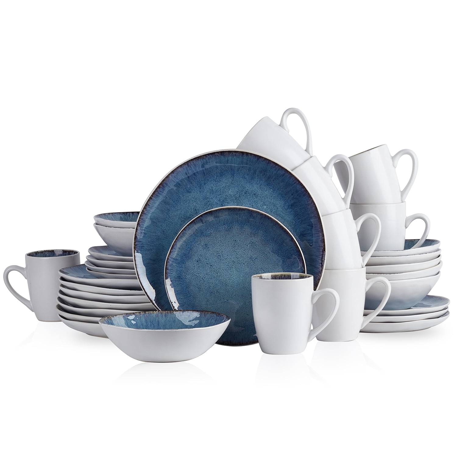 Stone Lain Romy 32-Piece Blue Stoneware Dishware Set, Service for 8 ...