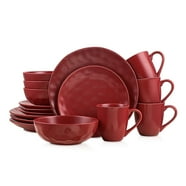 Elama Rustic Birch 16 Piece Stoneware Dinnerware Set in Red - Walmart.com