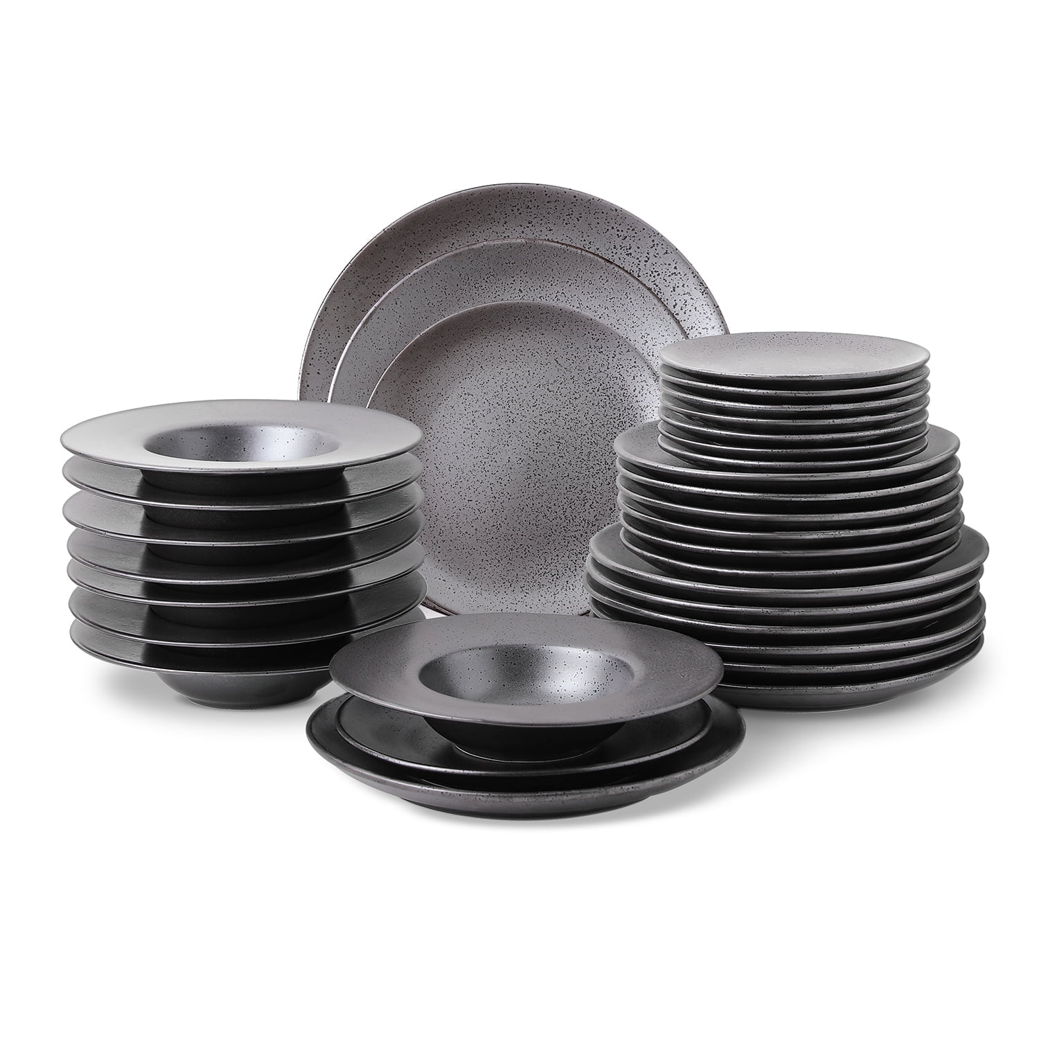 Stone Lain Valencia 32-Piece Dinnerware Set Porcelain, Metallic Grey ...