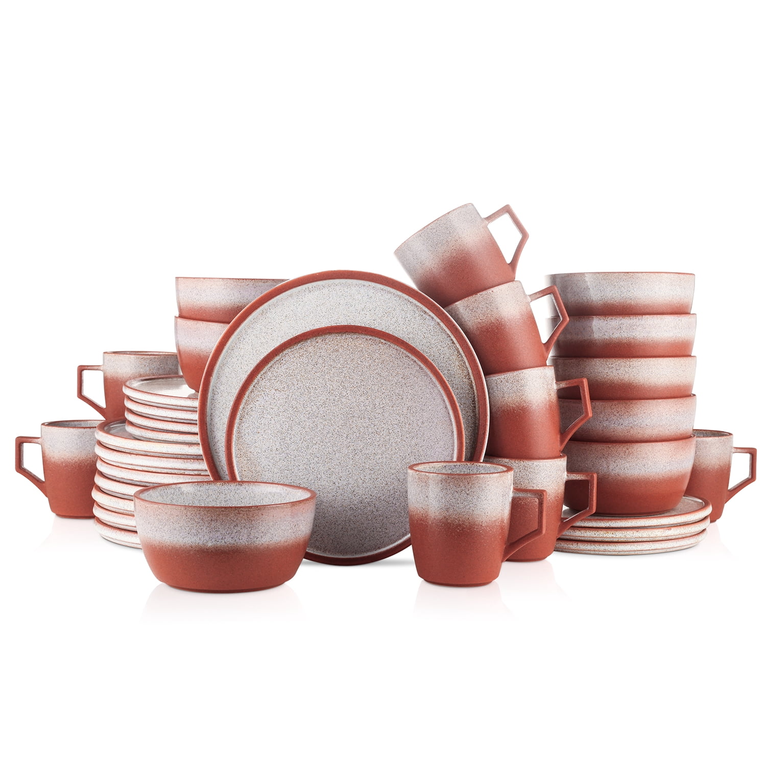 Stone Lain Vince 32-Piece Dinnerware Set Stoneware, Red - Walmart.com