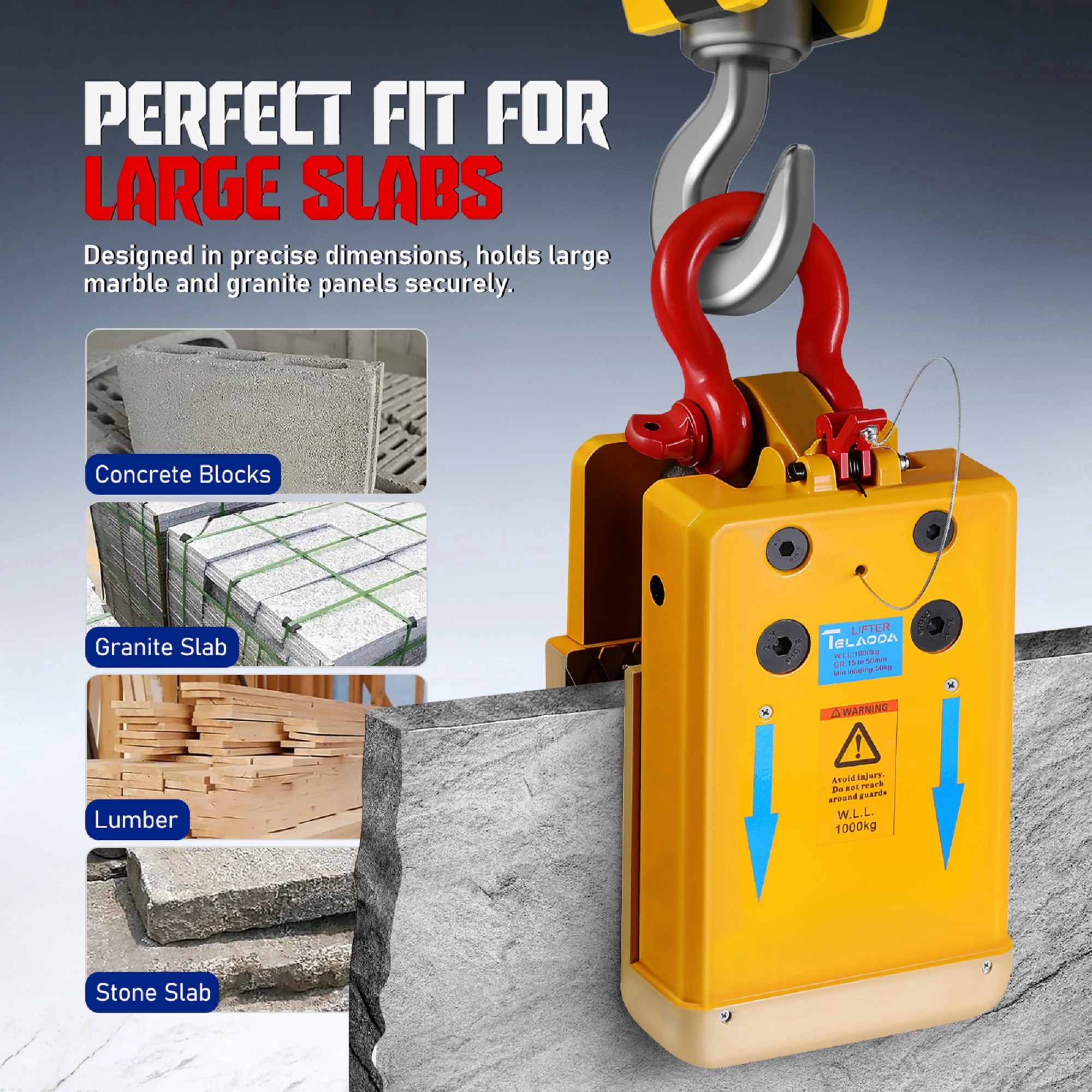 Stone Miter Clamp, 1000Kg Slate Lifter, Granite Marble Lifting Tool ...