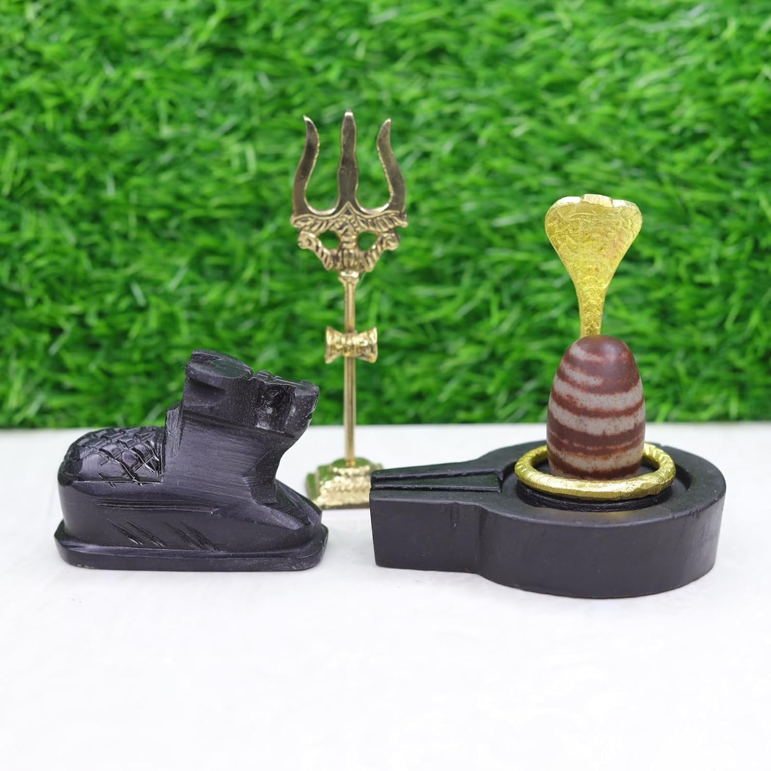Stone Narmadeshwar Shivling Narmada Shivling Full Set With Jaladhari Naag Snake Nandi For Home ...