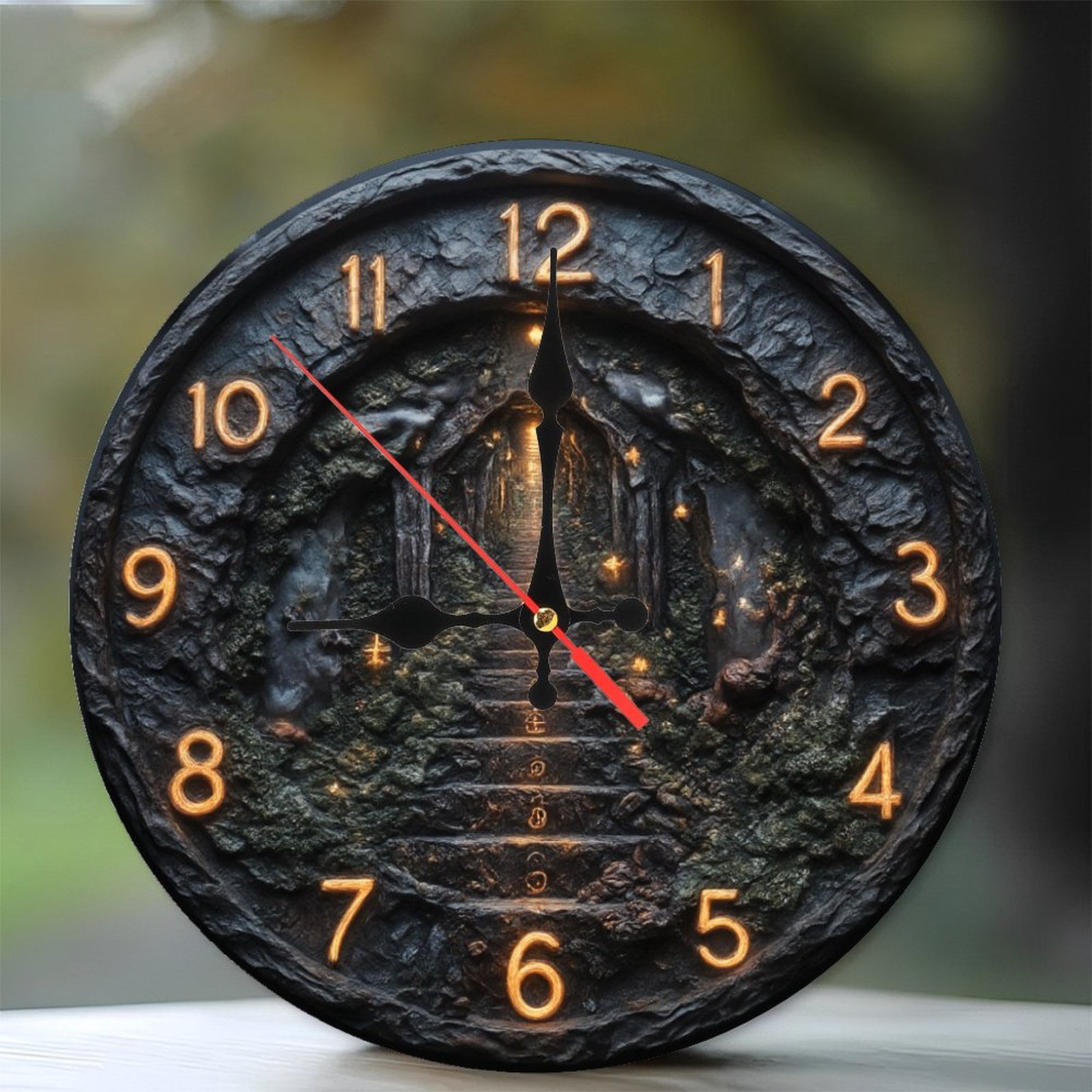Stone Pathway Illuminated Clock Wall Decor Glowing Numbers Fantasy Art ...