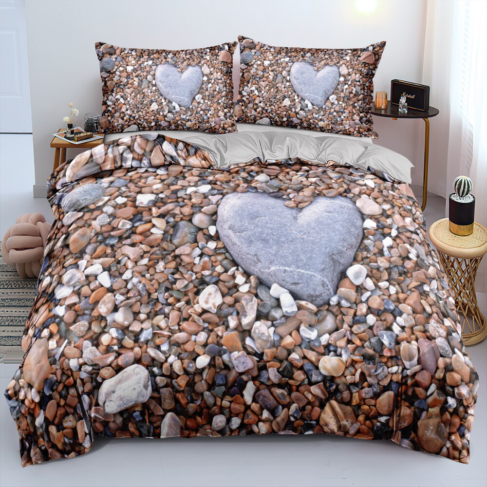 Stone Pattern 3D Bricks Wall Print Duvet Cover Zen Stone Polyester ...