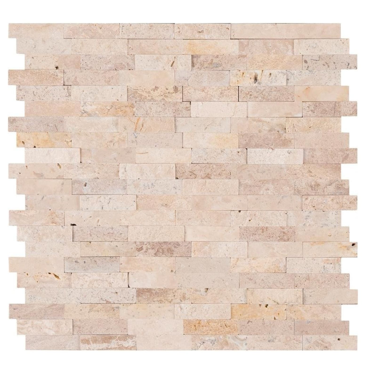 Stone Peel and Stick Ivory Travertine Honed and Split Face Mix Brick ...