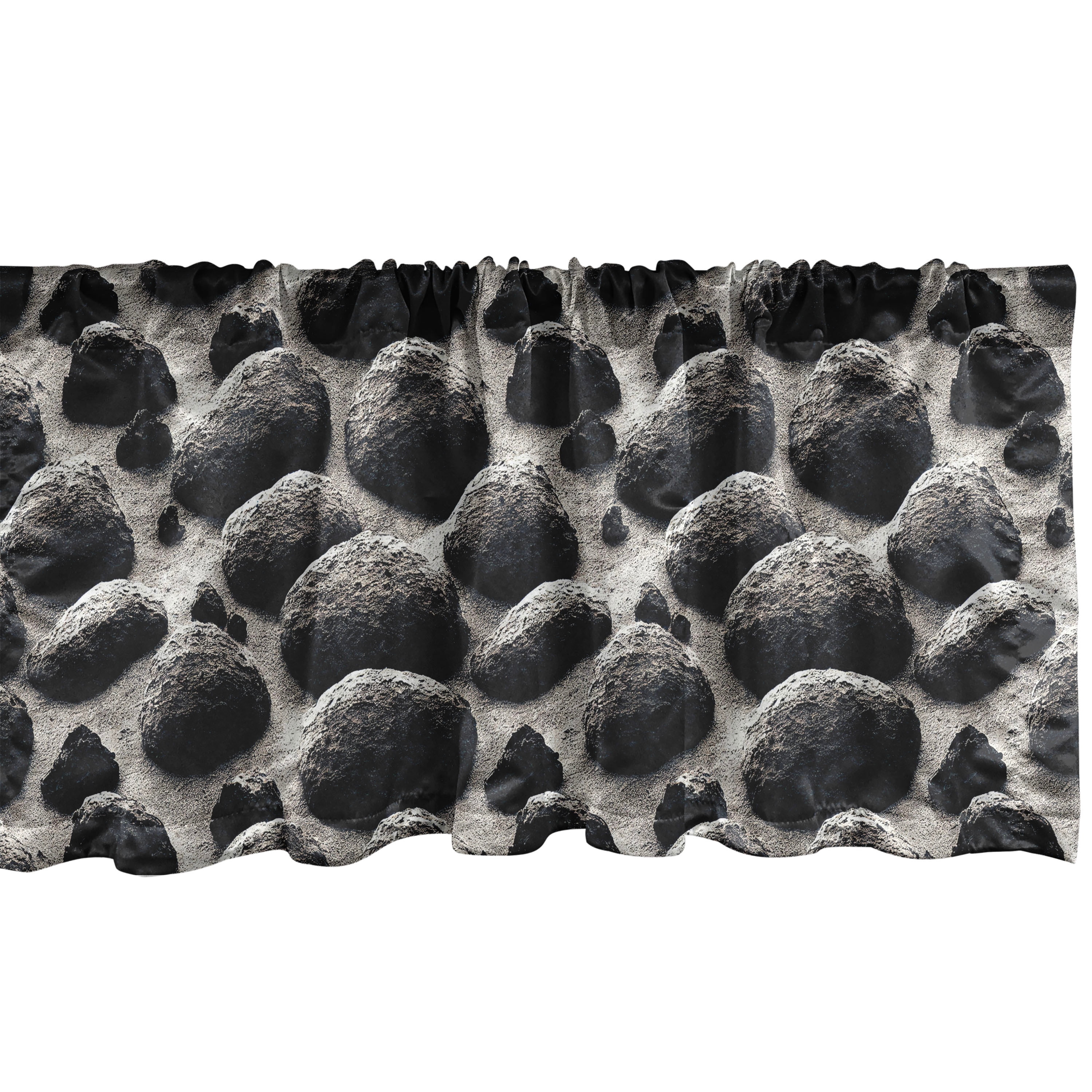 Stone Print Window Valance, Boulder Rock Coastal Nature View Sand Beach ...