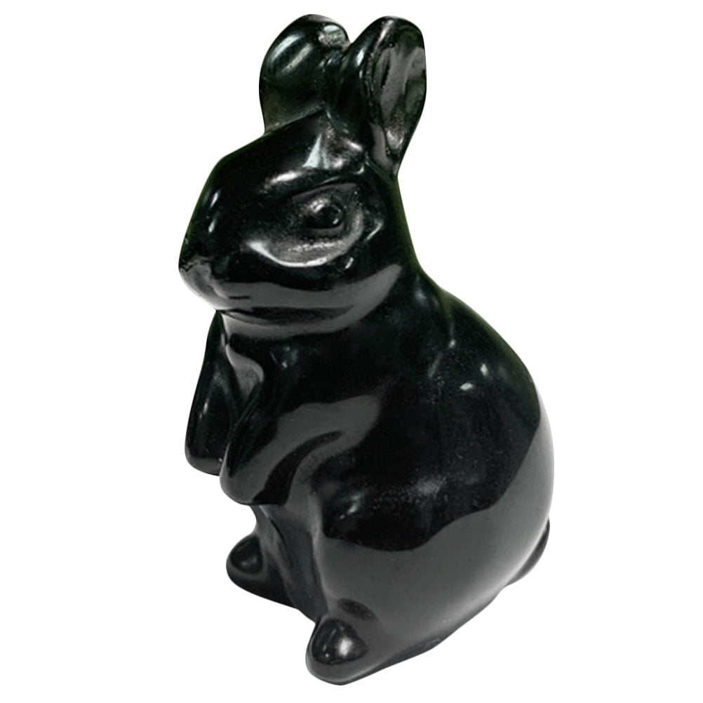Stone Rabbit Figure Hand Carved Animal Manual Black Astetic Room Decor ...