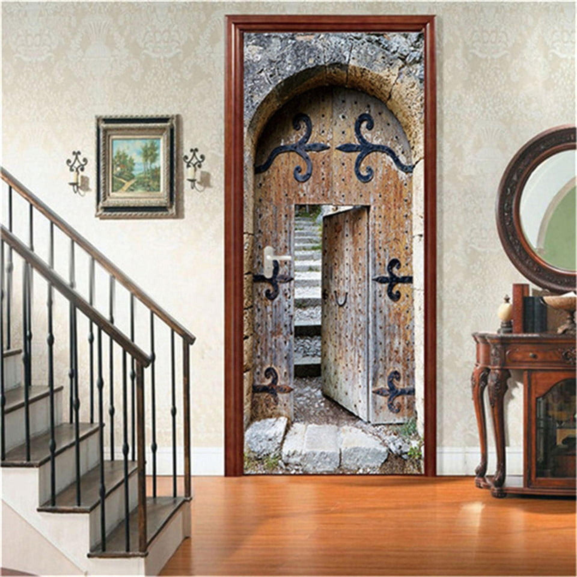 Stone Stairs Door Mural PVC Peel and Stick Wallpaper for Living Room ...