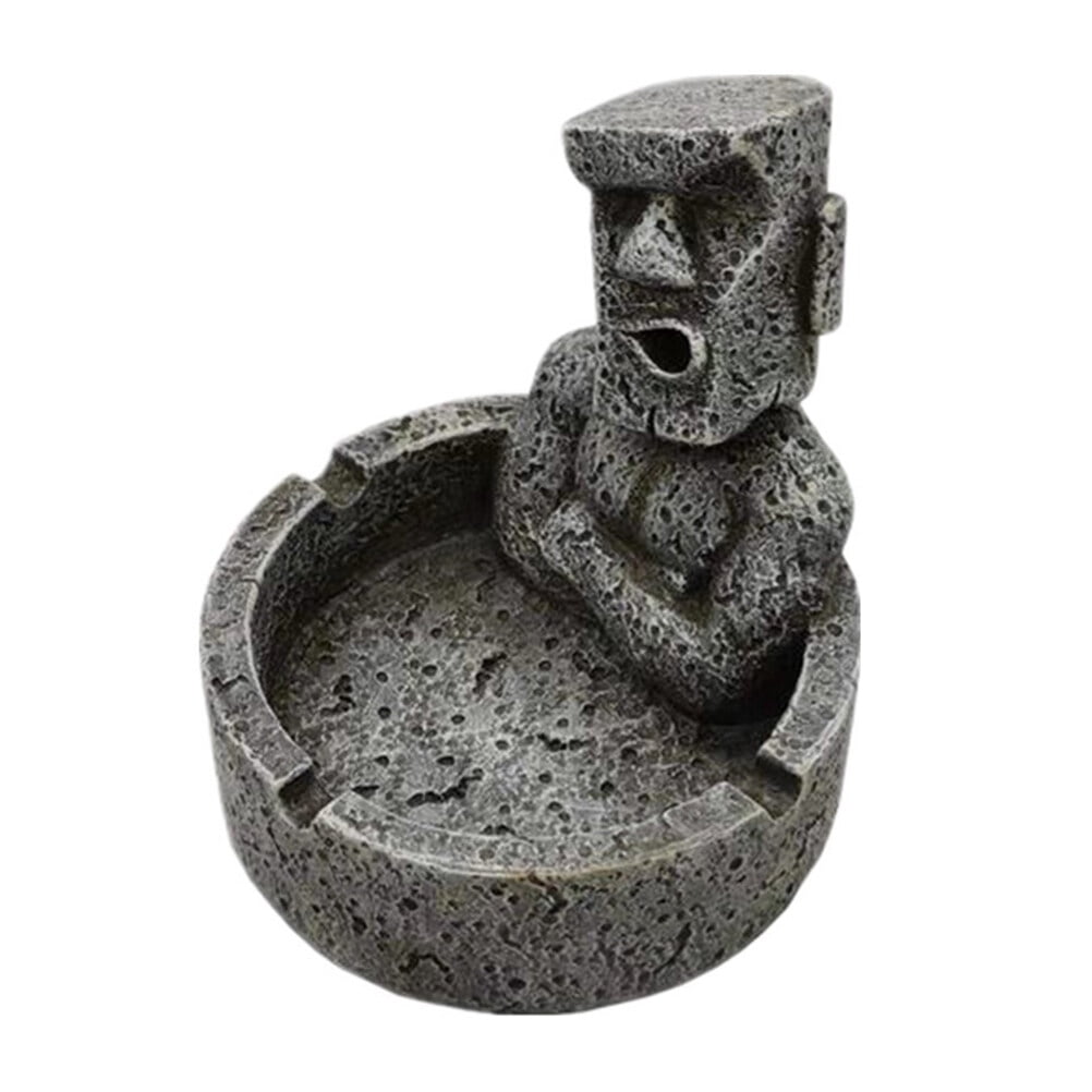 Stone Statue Ashtray Resin Crafts Vintage Decor Smoke Cute Funny Moai ...