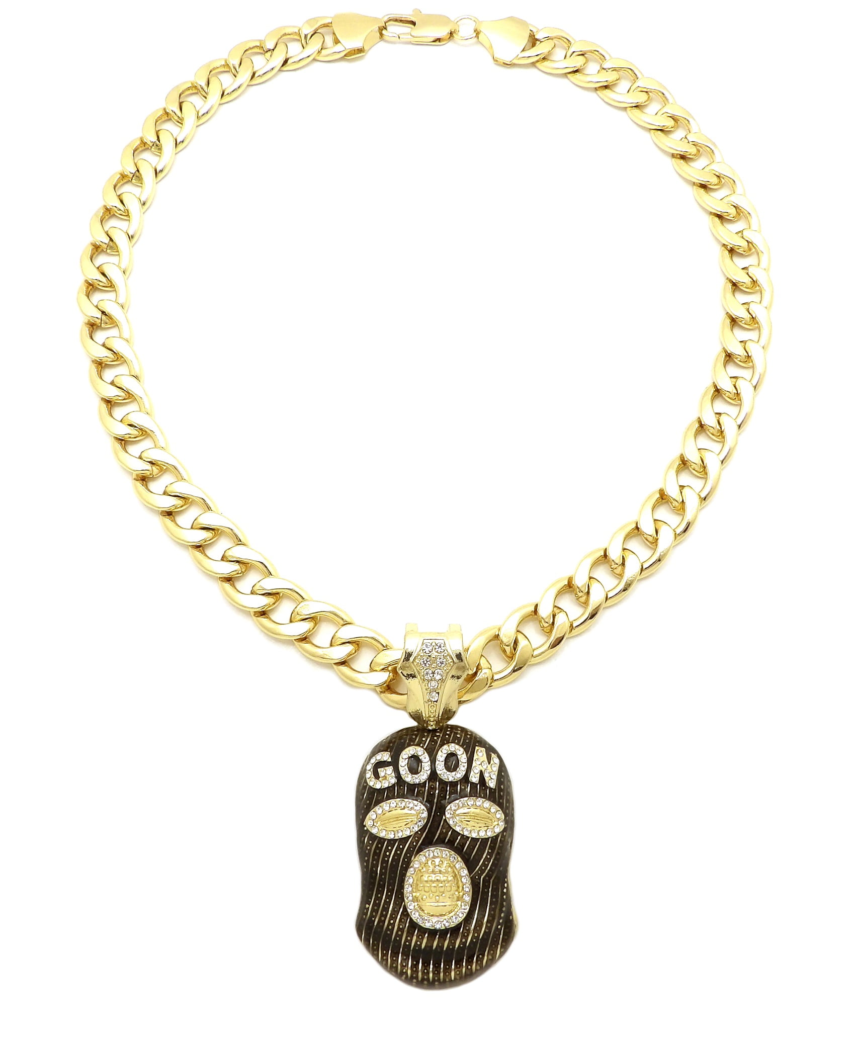 Stone Stud Full Face Ski Mask Goon Pendant with 11mm Cuban Chain ...