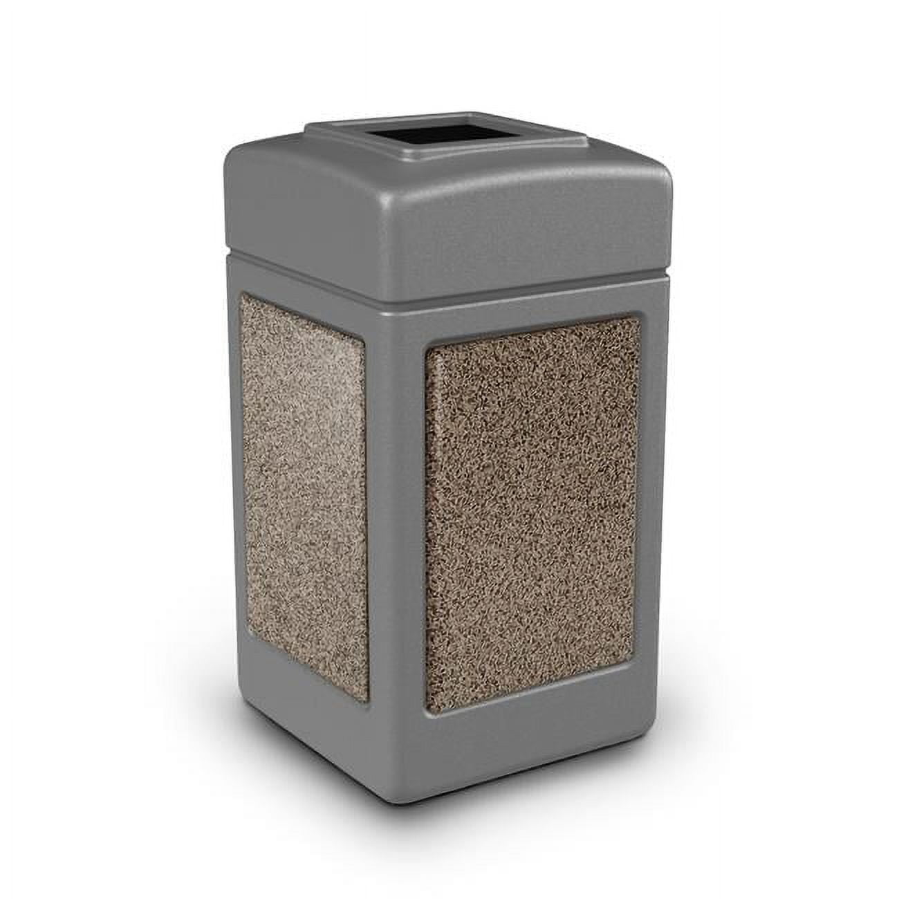 Stone Tec Open-Top 42 gal Square Waste Container, Gray with Riverstone ...