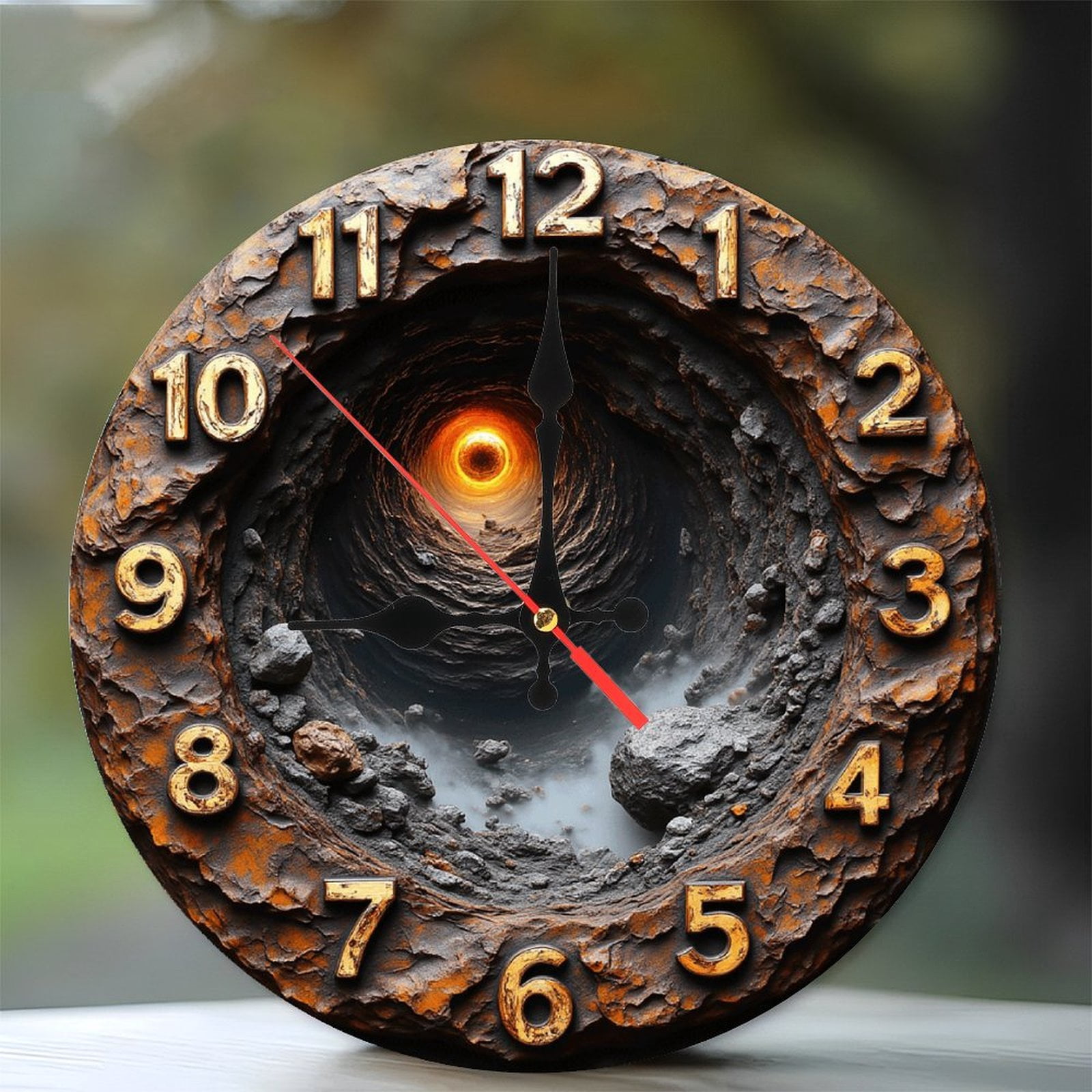 Stone Texture Clock Wall Clock Unique Design Home Decor 10-Inch Silent ...