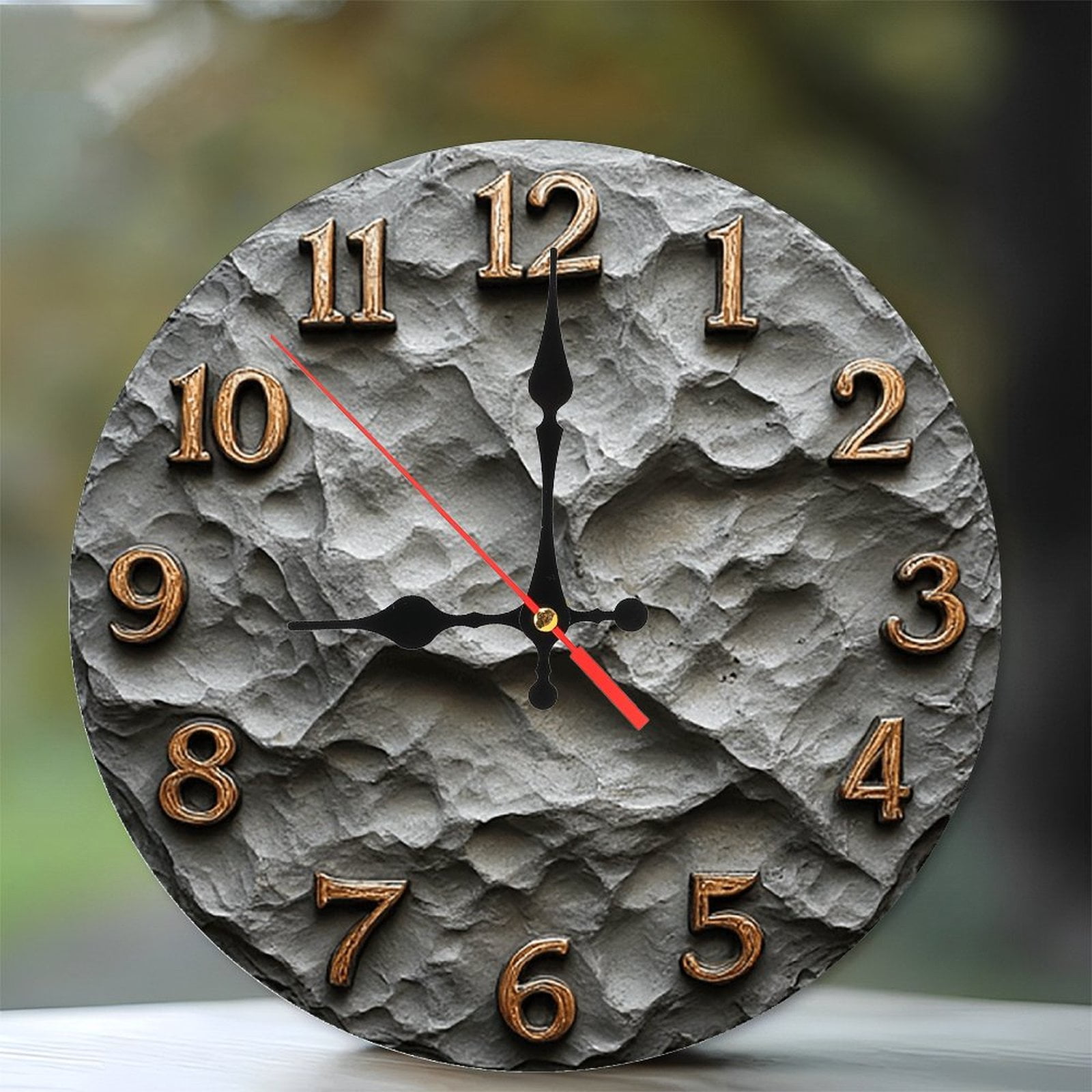 Stone Texture Wall Clock Roman Numerals Home Decor 10-Inch Silent ...
