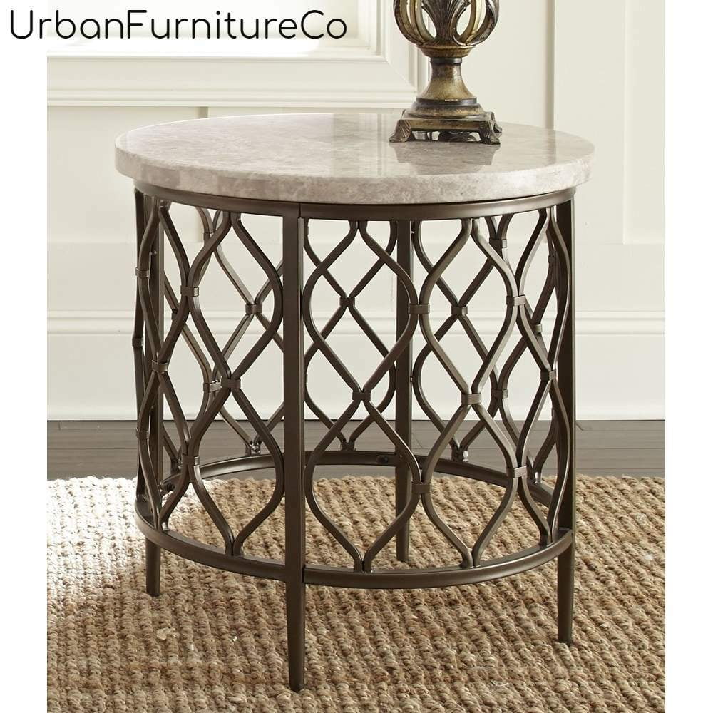Stone Top New Round End Table Side Table Metal Coffee Table Furniture ...