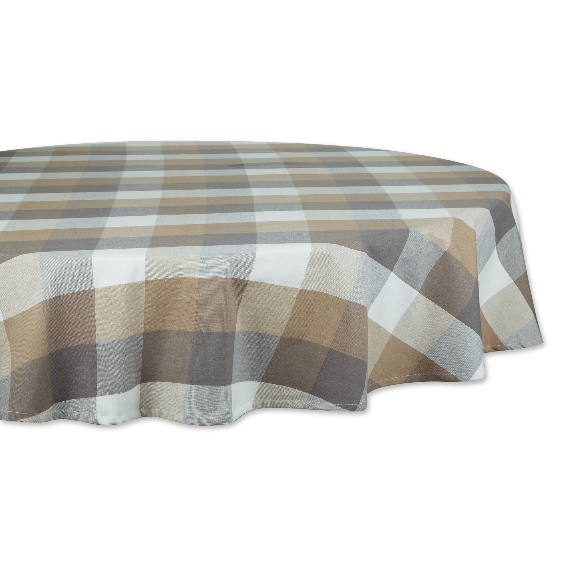 DII Stone Multi-Color Check Cotton Tablecloth 70 Round - Walmart.com
