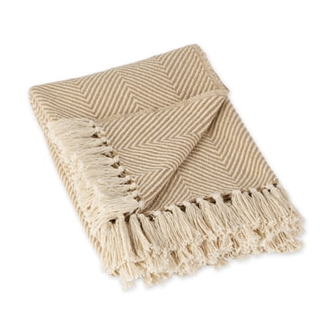 Farmhouse Plaid Throw 50x60" with 3" Fringe, Stone - Walmart.com
