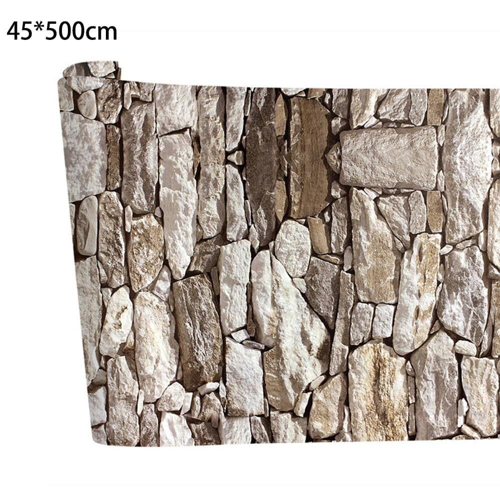 Stone Wall Self-Stick Wallsticker Roll 3D Effect Vinyl Art For Home ...