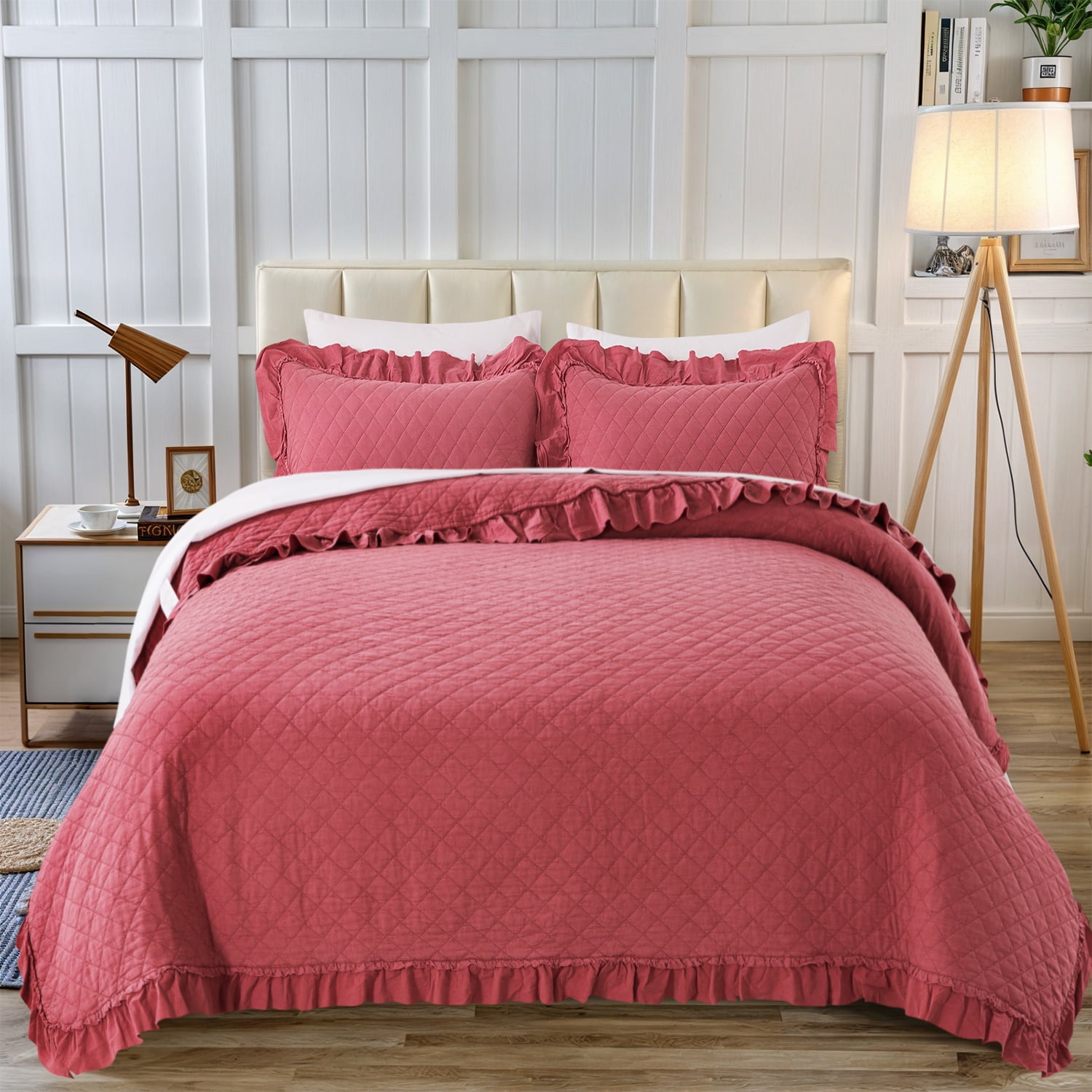 Stone Washed Quilt Set (1 Quilt and 2 Pillow Shams) - Super Soft ...