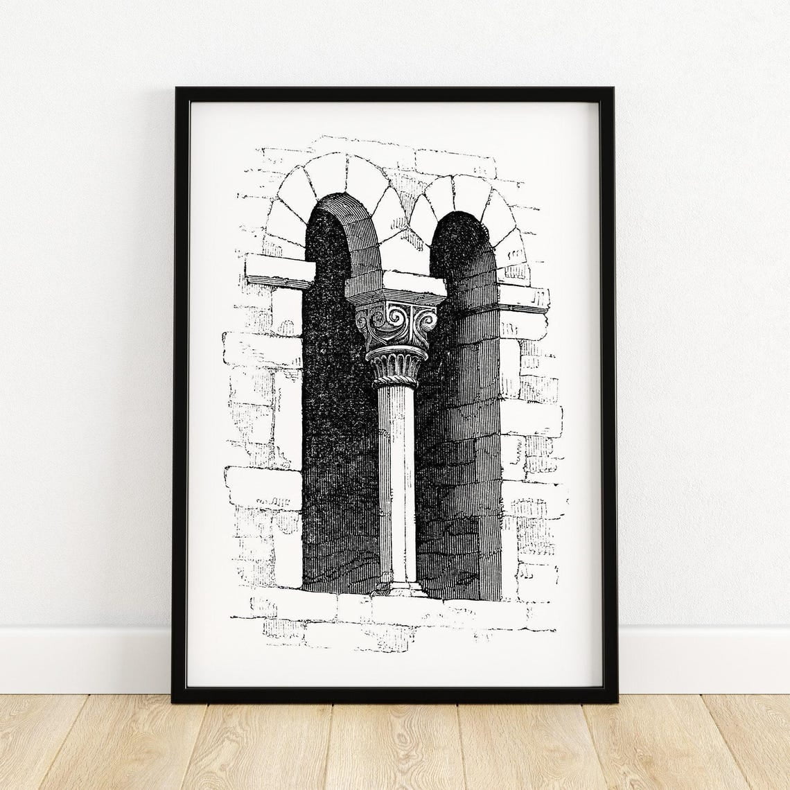 Stone Window Column - Architectural Illustration - Historical Wall Art ...