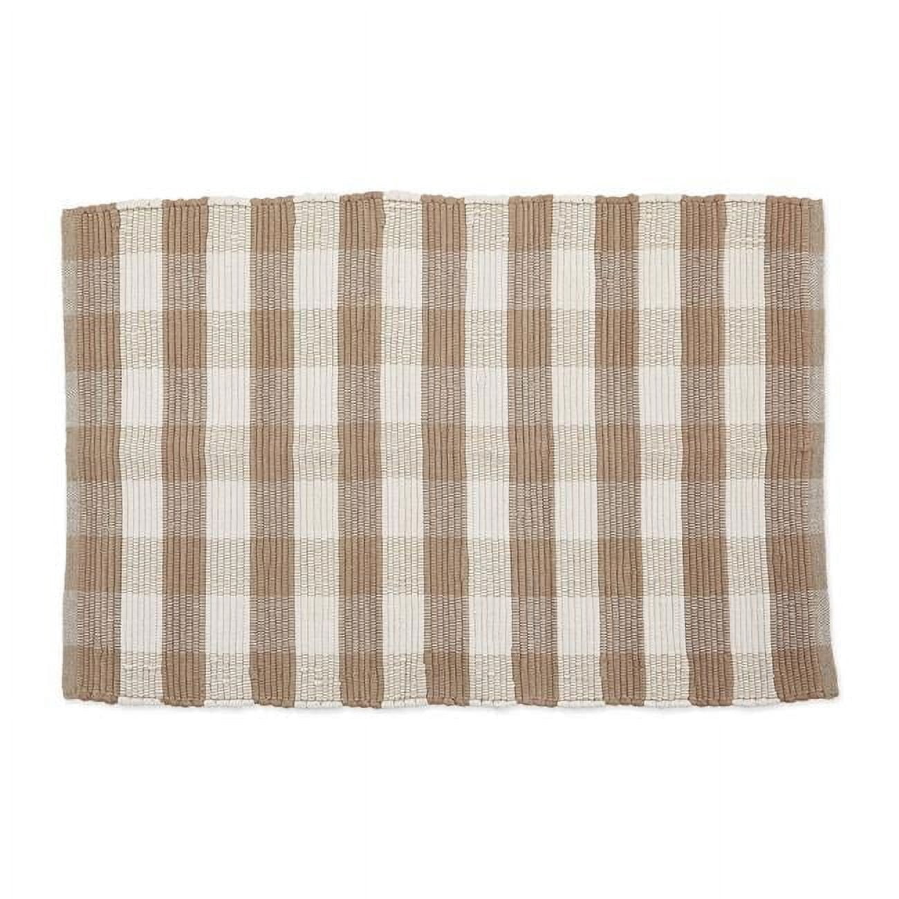 Stone and Cream Buffalo Check Rag Rug 26x40 - Walmart.com
