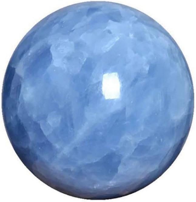 StoneStory Blue Celestite Crystal Sphere Ball with Wood Stand Large ...