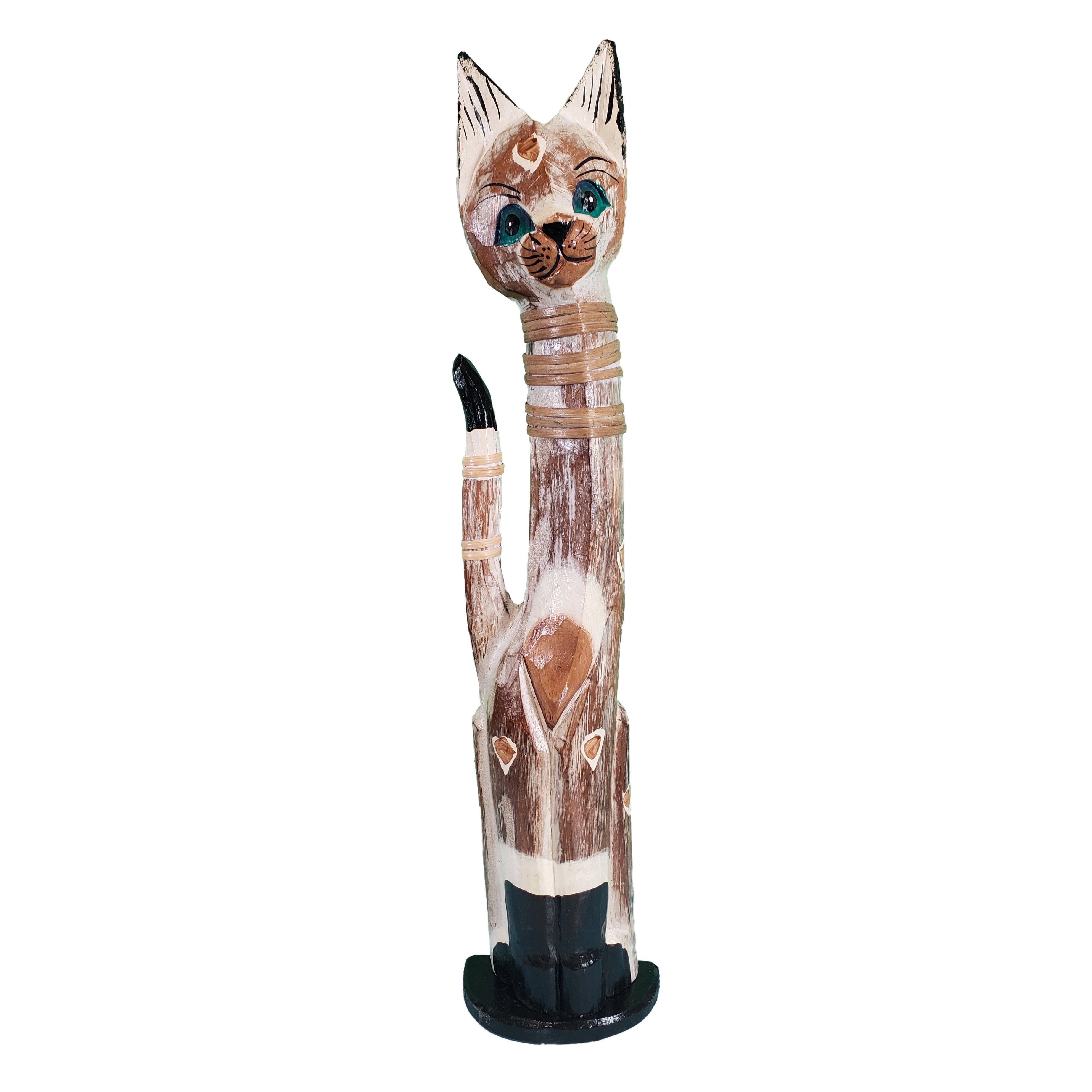 Stoneage Arts Assorted Albesia Wooden Cats Statue with Varying Patterns ...