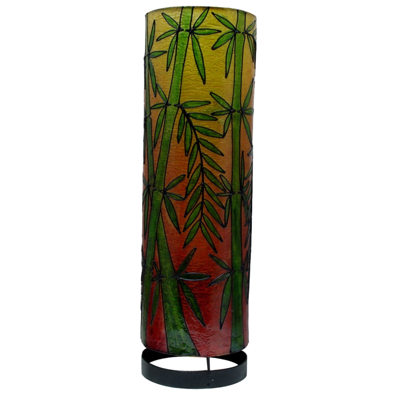 Stoneage Arts Handcrafted 20-inch Bamboo Print Cylinder Table Lamp ...