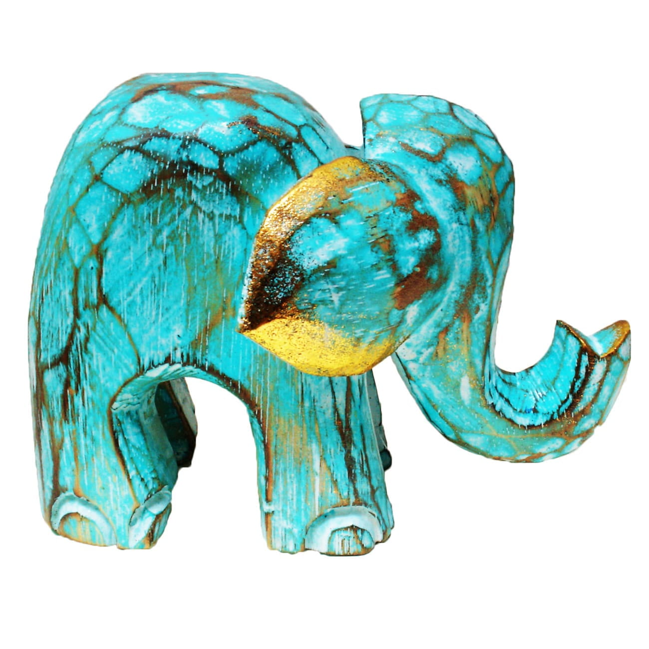 Stoneage Arts Handmade Colorful Elephant Albesia Wood Statue (Indonesia ...