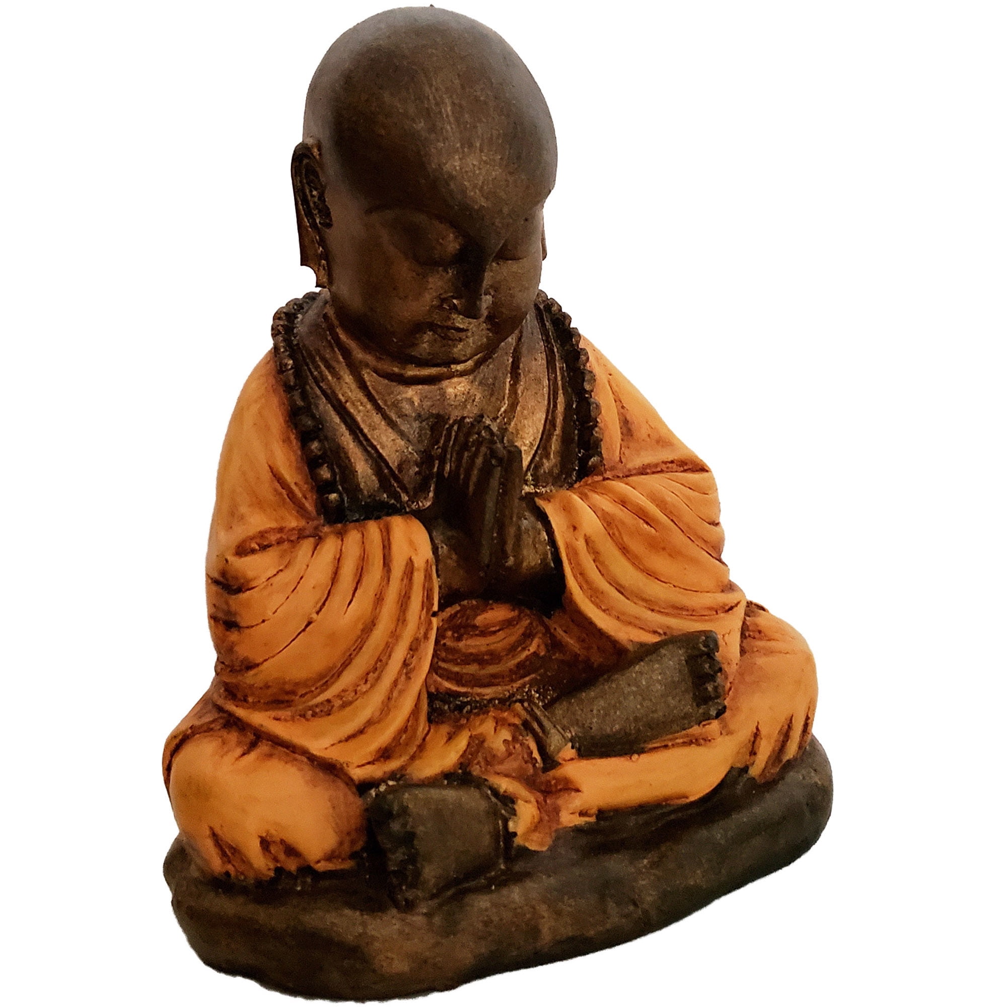 Stoneage Arts Peaceful Praying Monk Figurine Features Many Symbolic ...