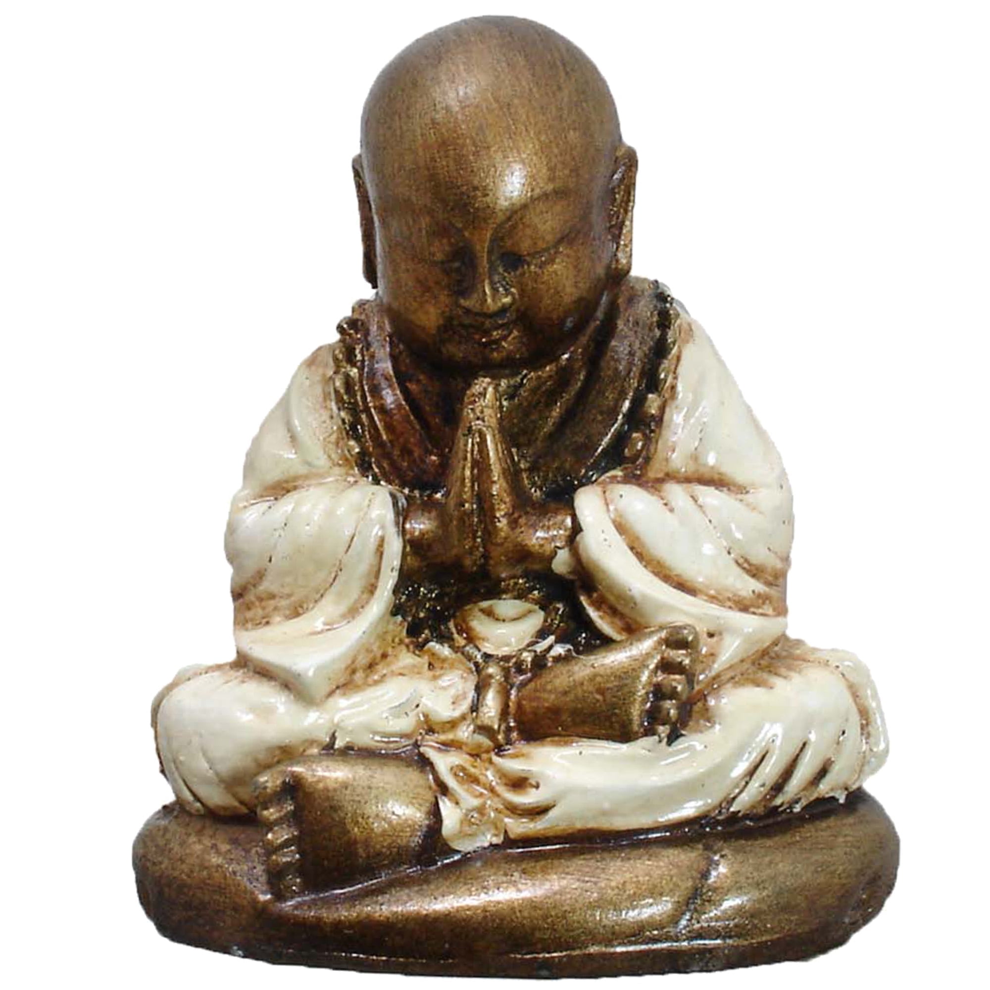 Stoneage Arts Peaceful Praying Monk Figurine Features Many Symbolic ...