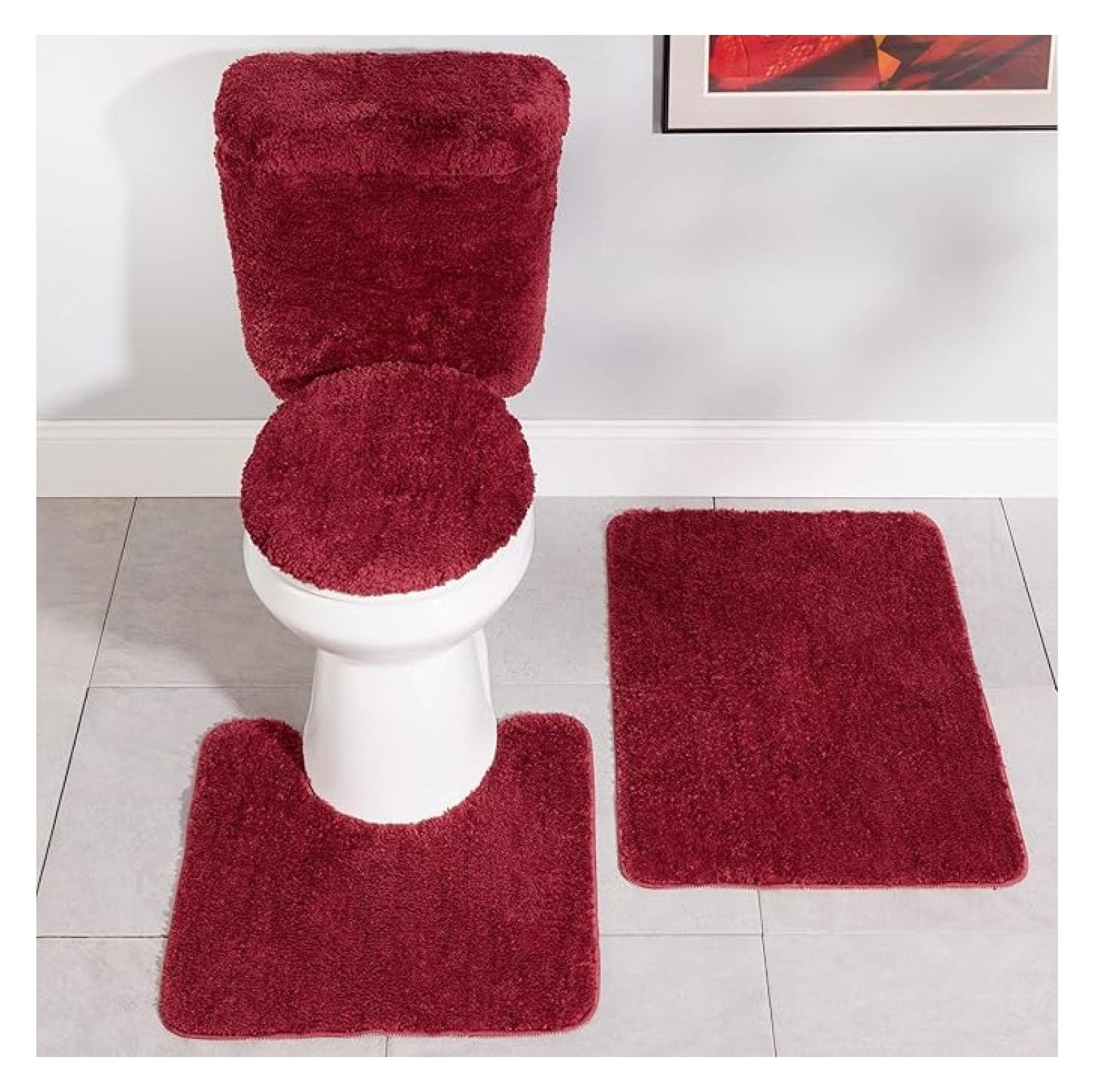 Stoneberry Home Plush 5-Piece Bath Rug Set, Burgundy - Walmart.com