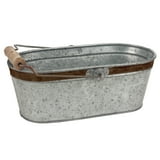 Stonebriar 12" x 7.2" Solid Galvanized Metal Decorative Oval Bucket ...