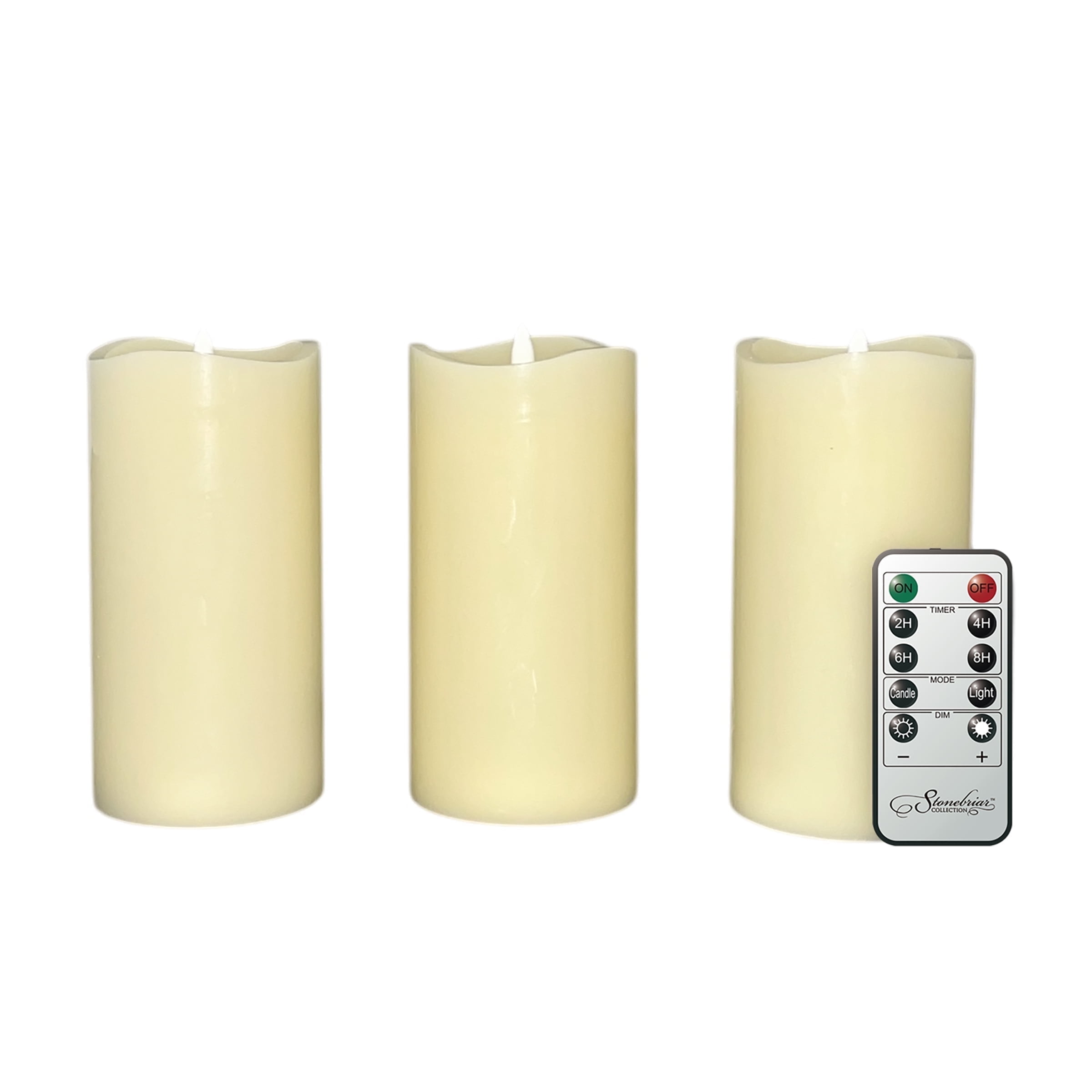 Stonebriar Collection 3 Count Ivory Real Wax 3x6 Flameless LED Pillar ...