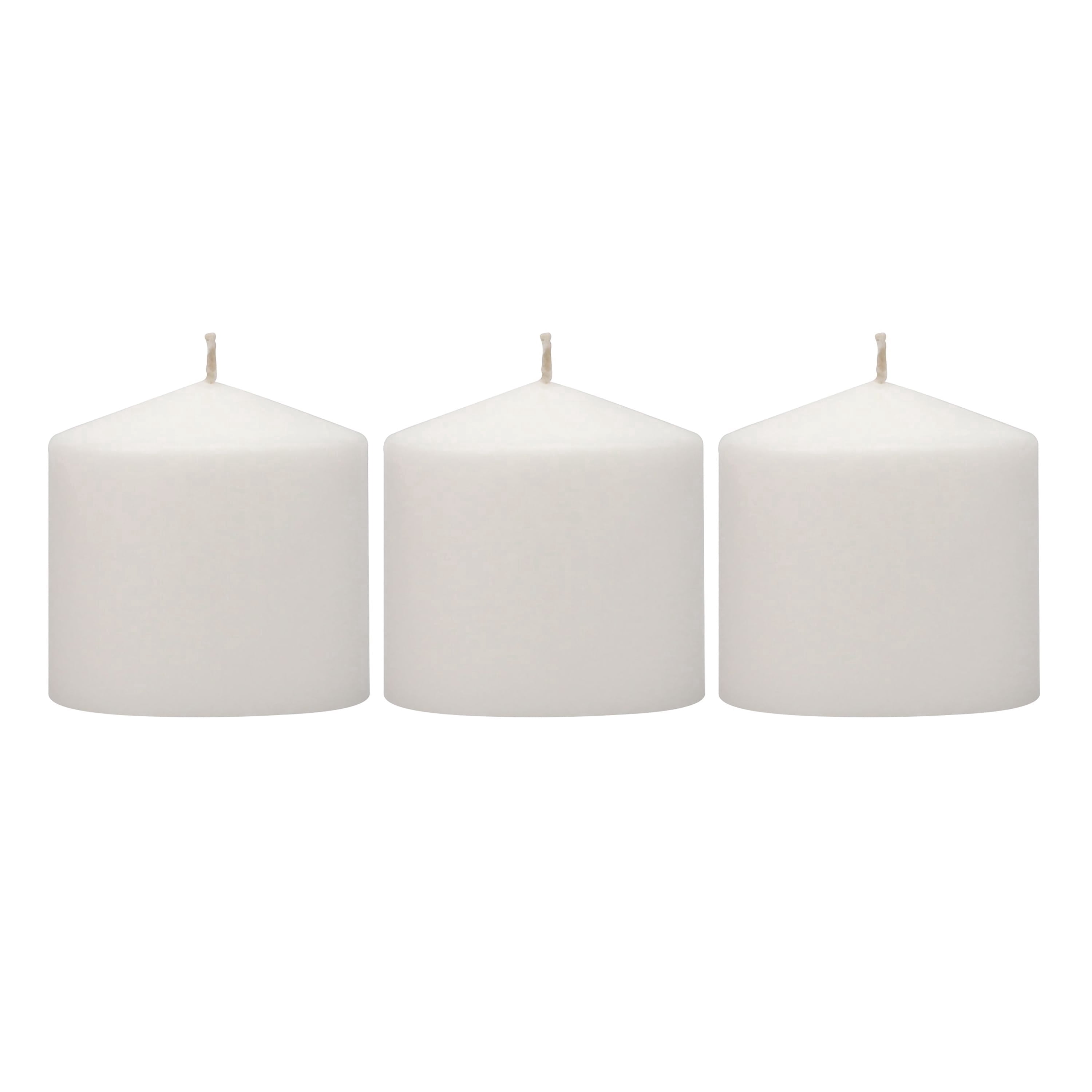 Stonebriar Unscented 1-Wick White Pillar Candles, 3" x 3", 3 Pack, 18 ...