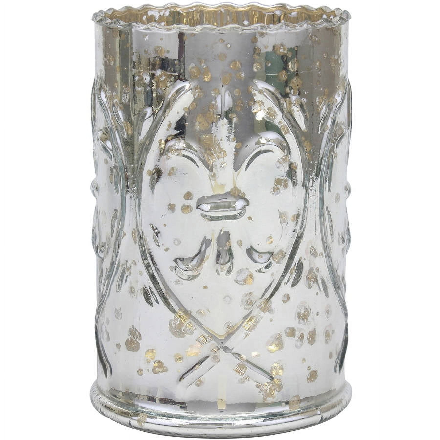 Stonebriar Collection Antique Silver Mercury Glass Pillar Candle Holder