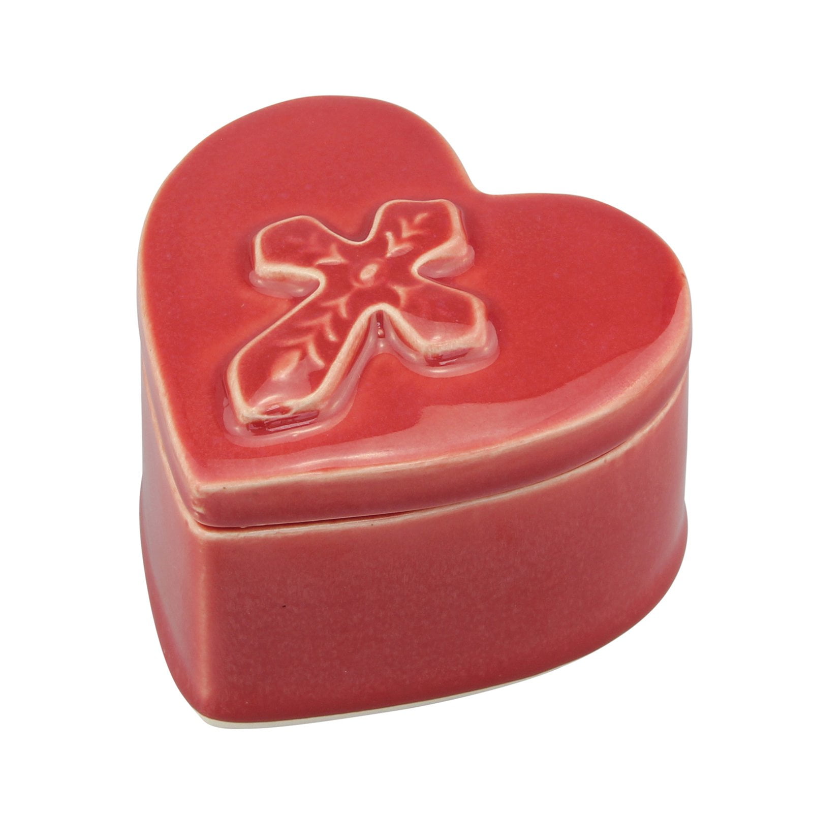 Stonebriar Collection Ceramic Heart Shaped Cross Trinket Box - Walmart.com