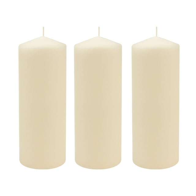 Stonebriar Collection Unscented Ivory Pillar Candle, 3-Pack, 3" x 8 ...
