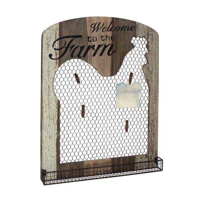 Stonebriar Collection Wooden Rooster Message Board with Metal Tray ...