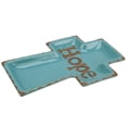 Stonebriar Collection Worn Turquoise Cross Shaped Ceramic HOPE Plate ...