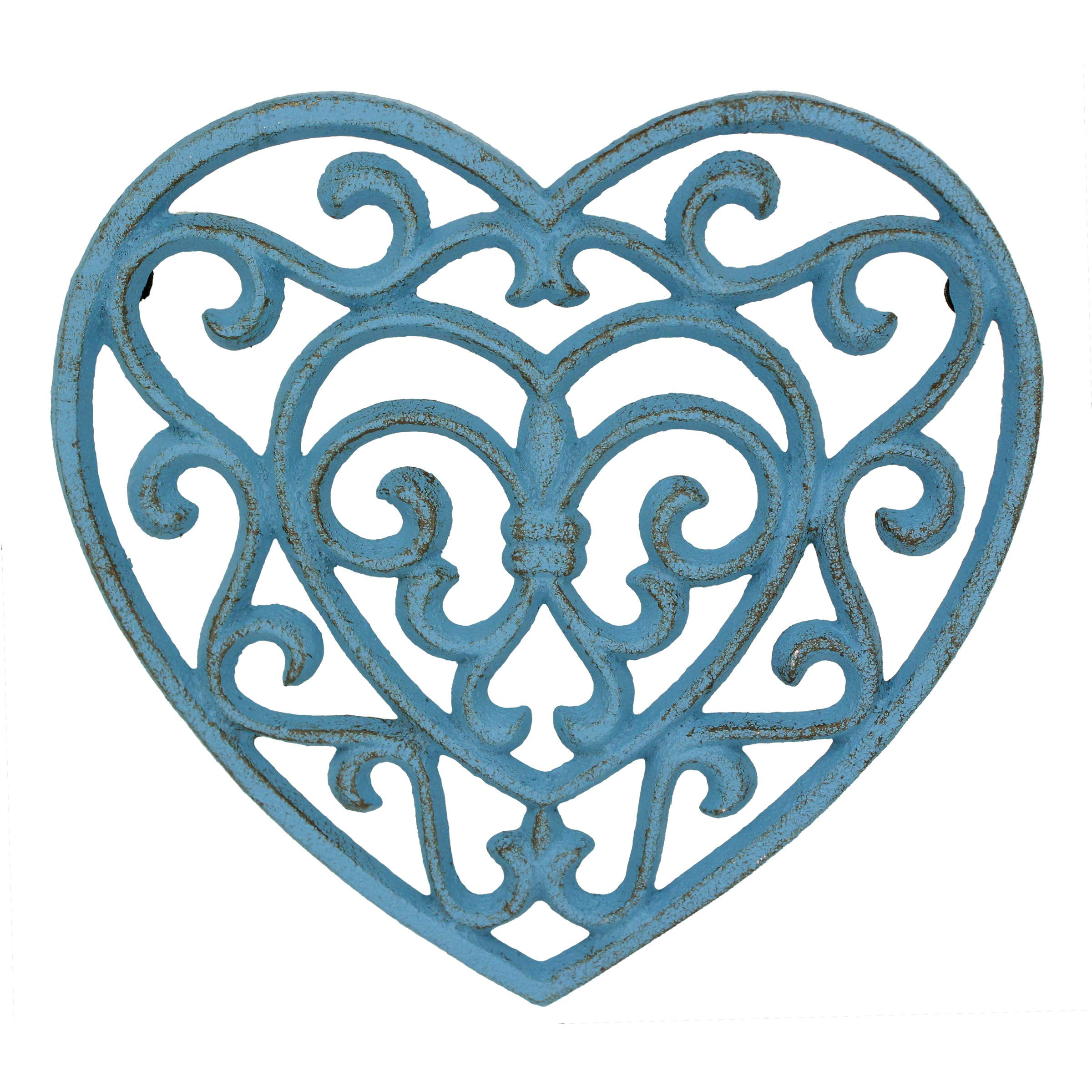 Stonebriar Country Rustic Heat Resistant Denim Blue Heart Shaped Cast ...