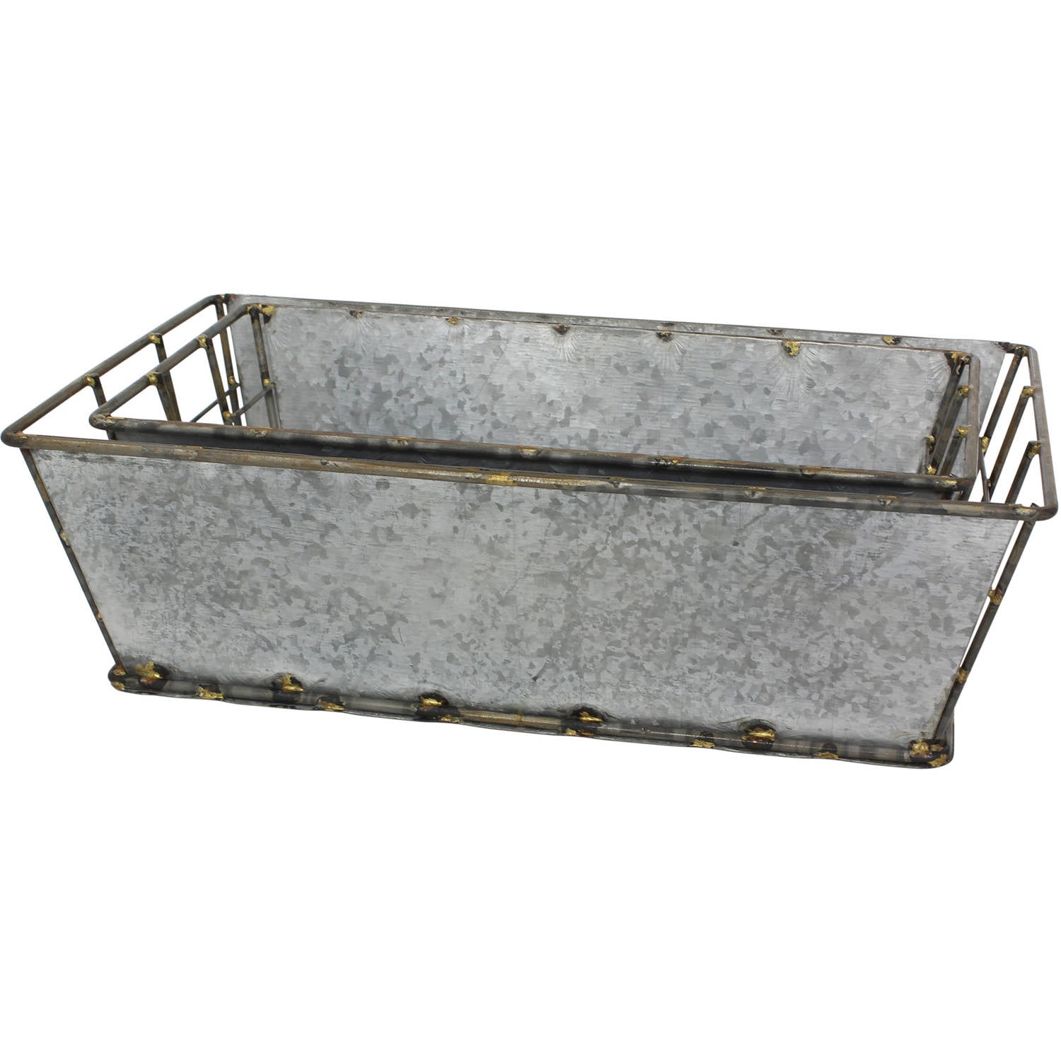 Stonebriar Decorative Rectangular Metal Baskets, Set of 2 - Walmart.com