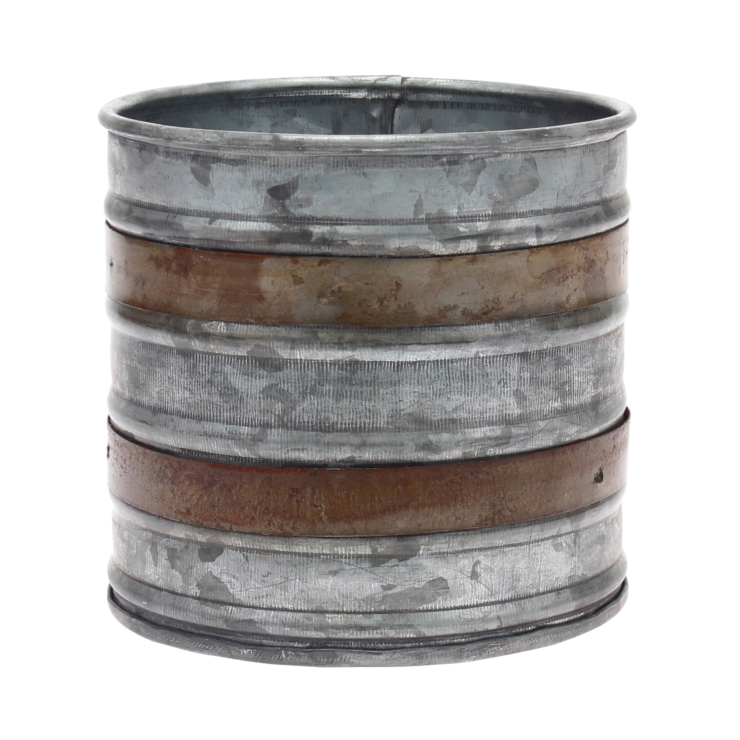 Stonebriar Galvanized Metal Container with Rust Detail Trim - Walmart.com