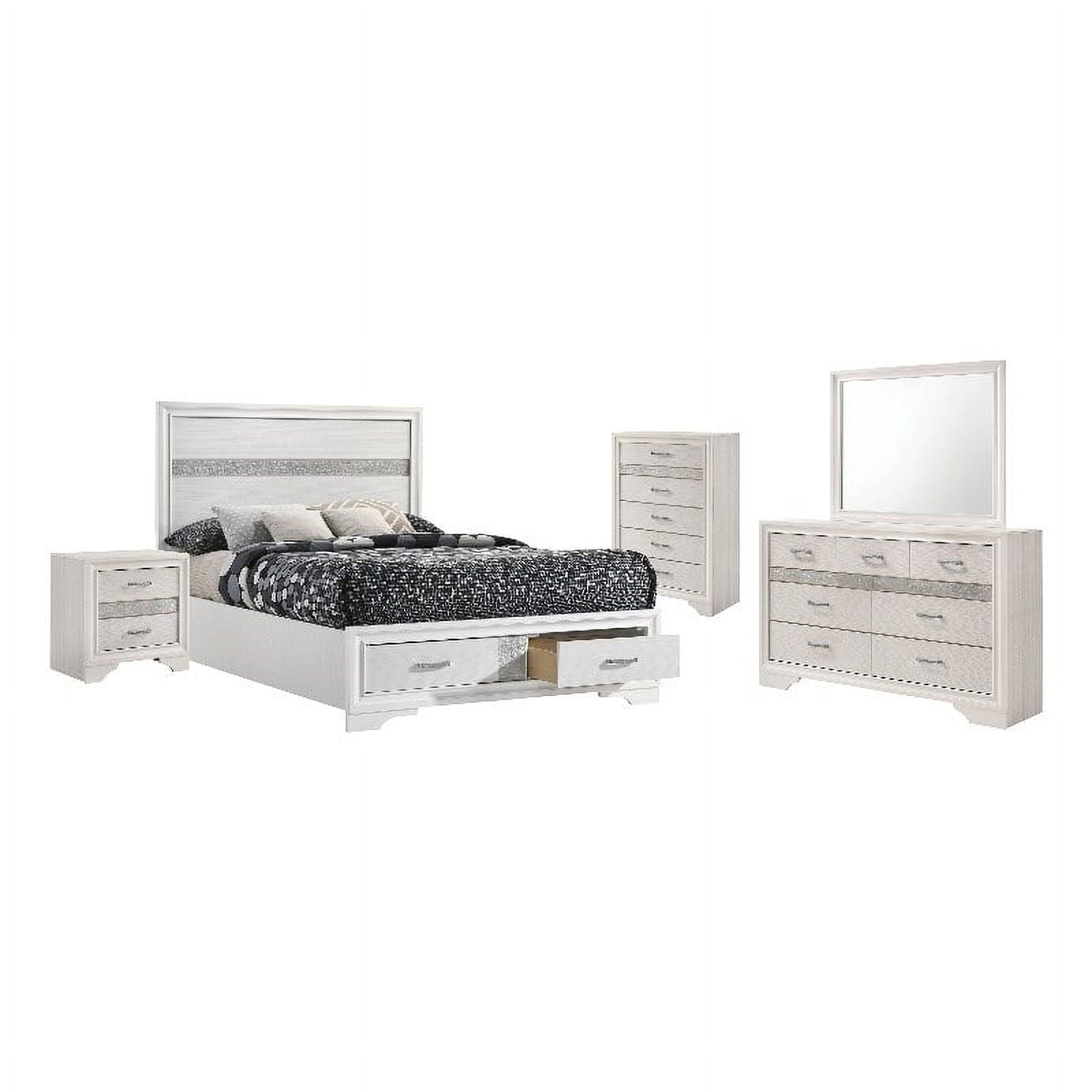 Stonecroft Furniture 5 Piece Wood Queen Storage Bedroom Set in White ...