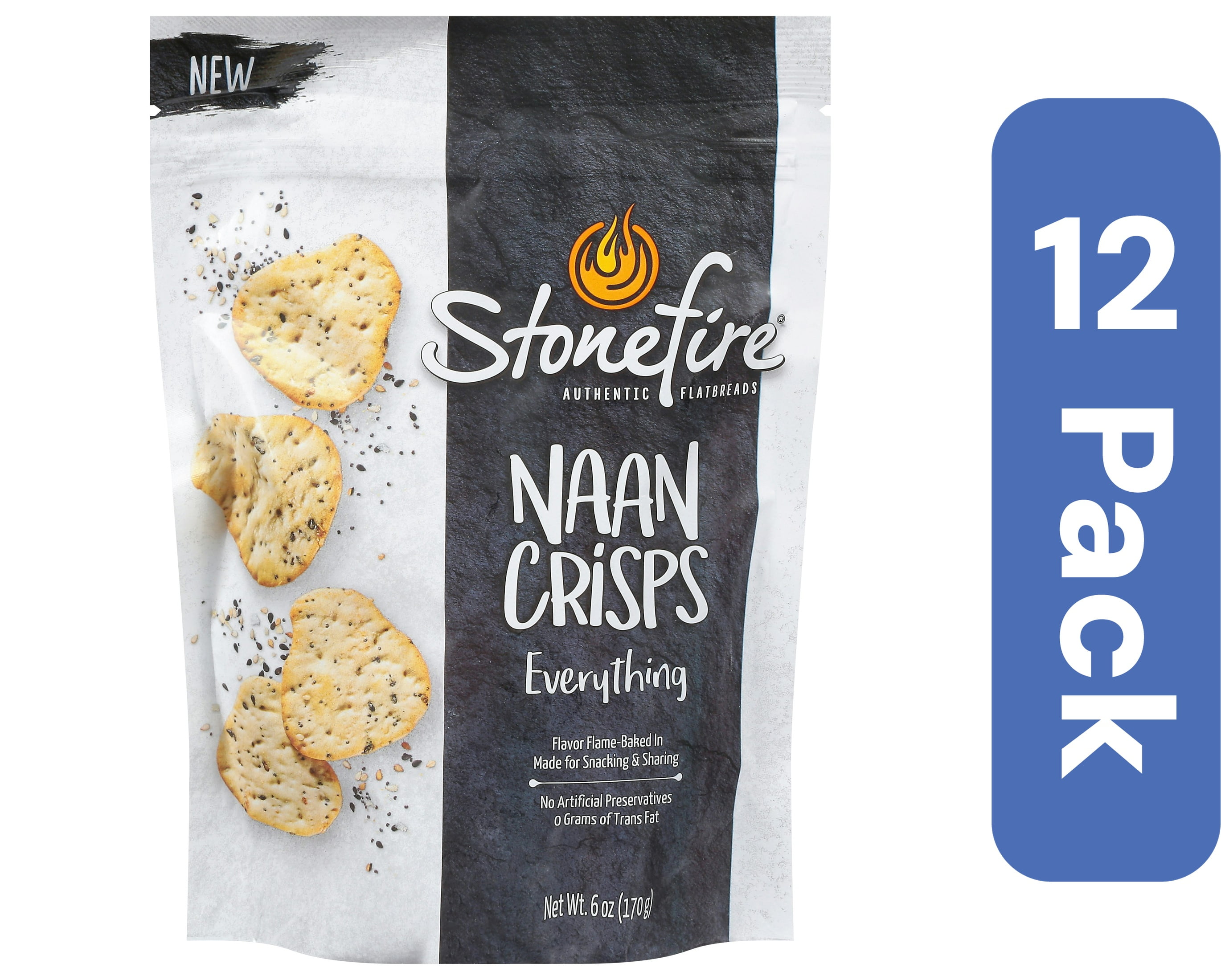 Stonefire Everything Naan Crisps 6 oz (Pack of 12) - Walmart.com