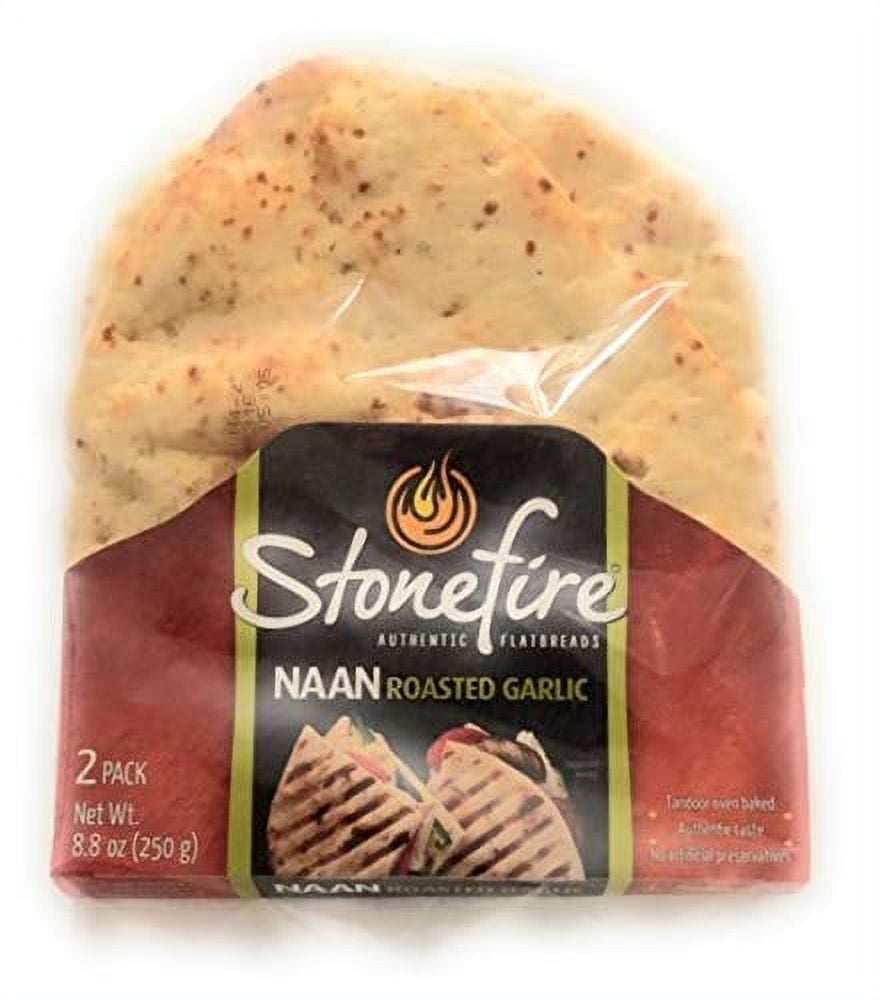 Stonefire Naan Fresh Authentic Flatbreads, (3 Pack) Garlic Flavor ...