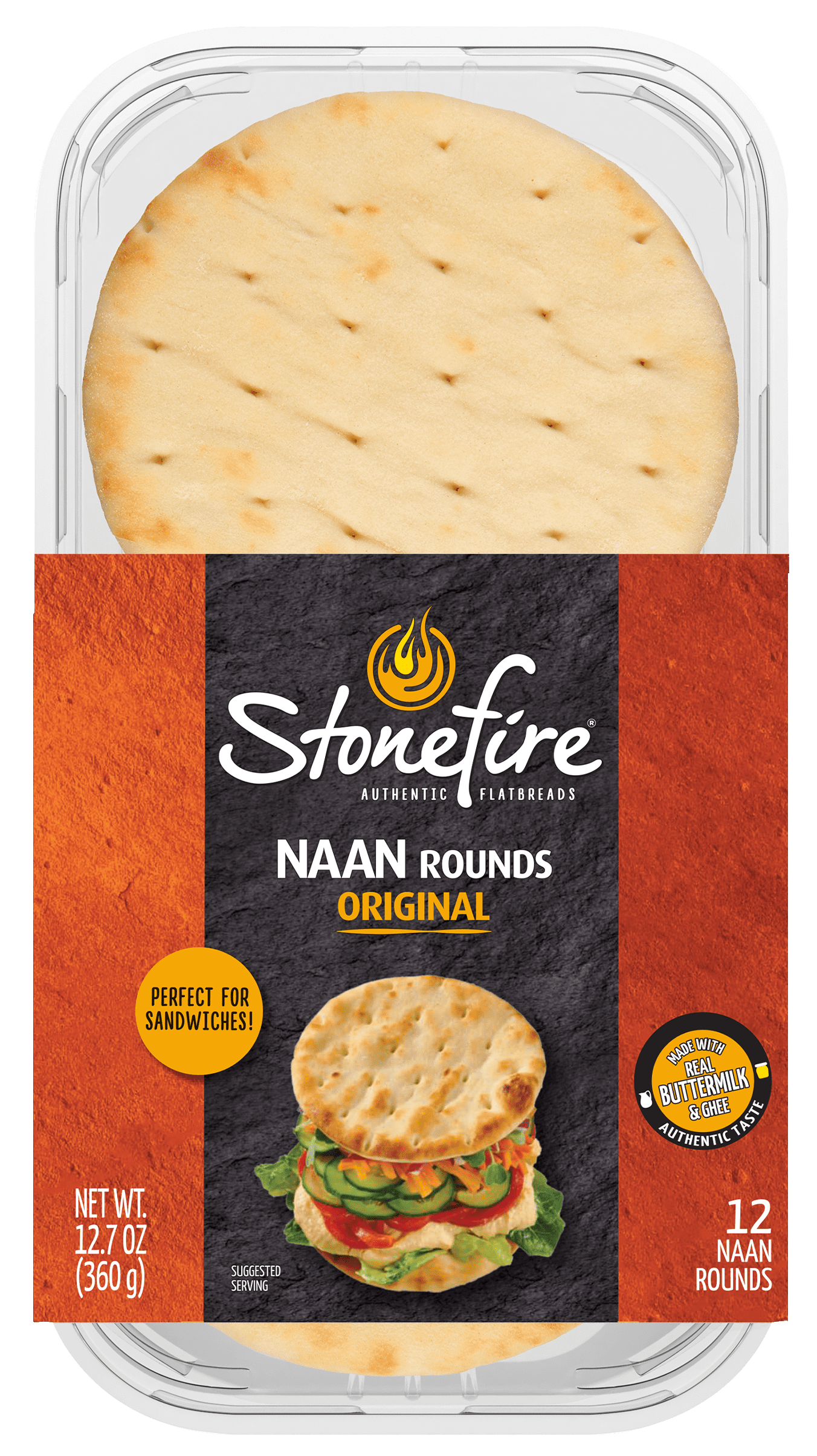 Stonefire¬Æ Original Naan Rounds, 12.7 oz, 12 ct, Soft Flatbread ...