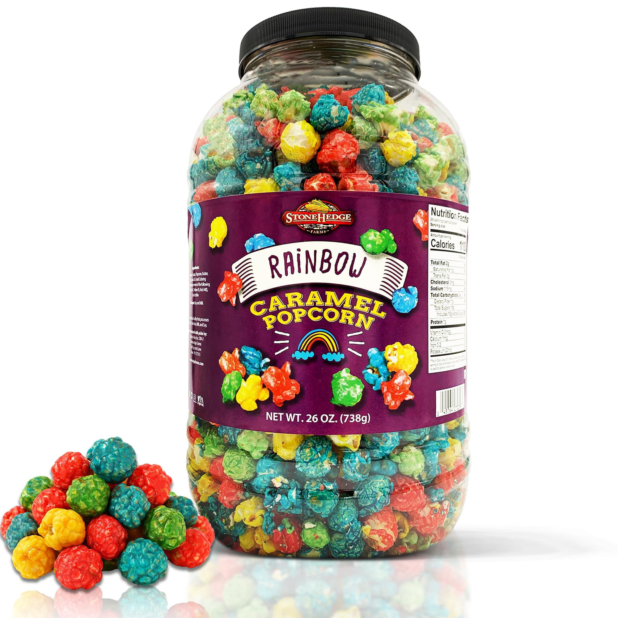 Stonehedge Farms Rainbow Caramel BCF26 Flavored Popcorn | 26 oz Large ...